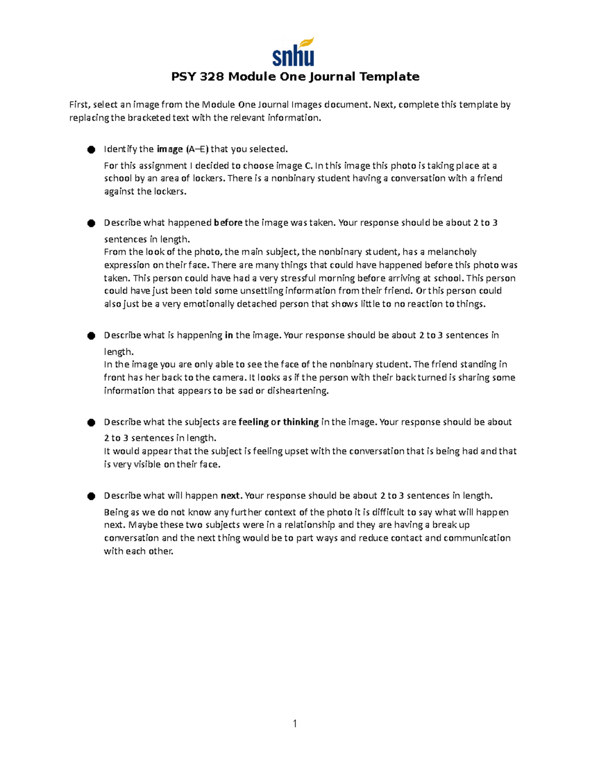 PSY 328 Module One Journal - PSY 328 - SNHU - Studocu