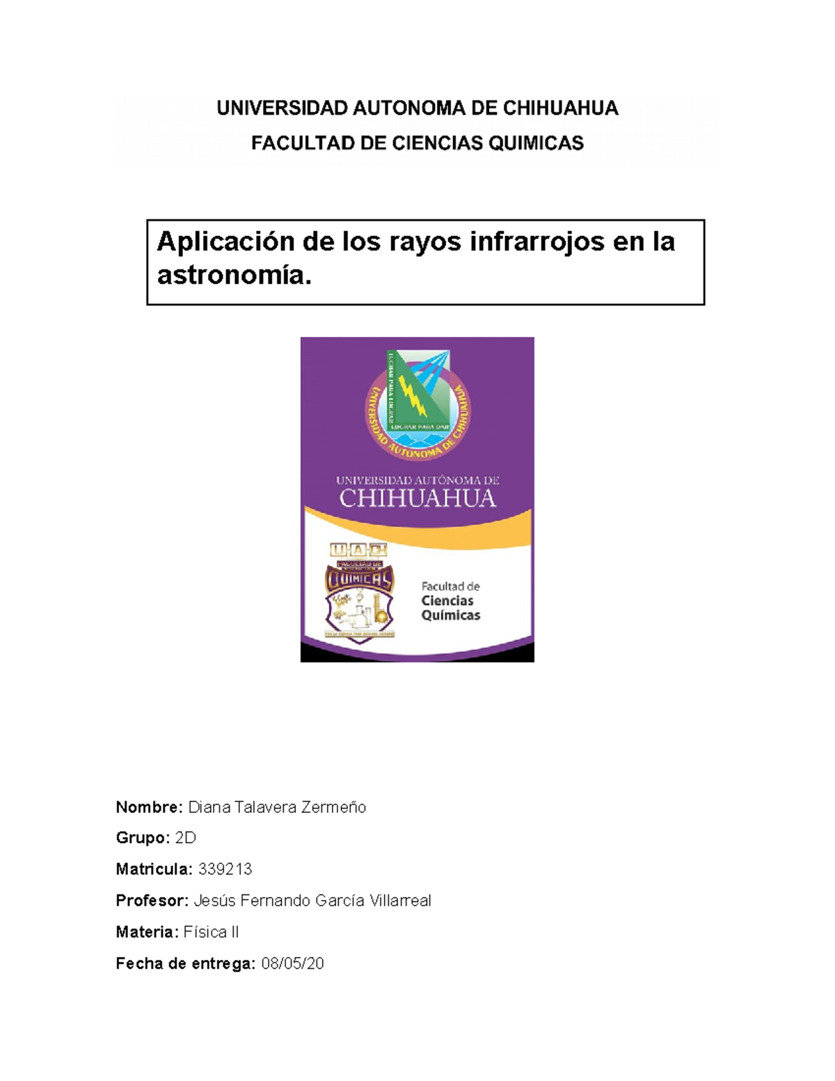 Aplicacion de los rayos infrarrojos en la astronomia - Nombre: Diana ...