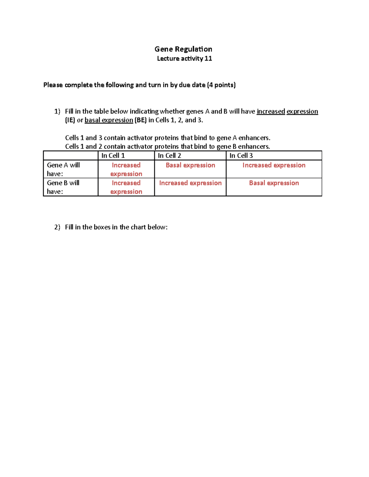 Lecture activity 11 gene R Spr23 - Gene Regulation Lecture activity 11 ...