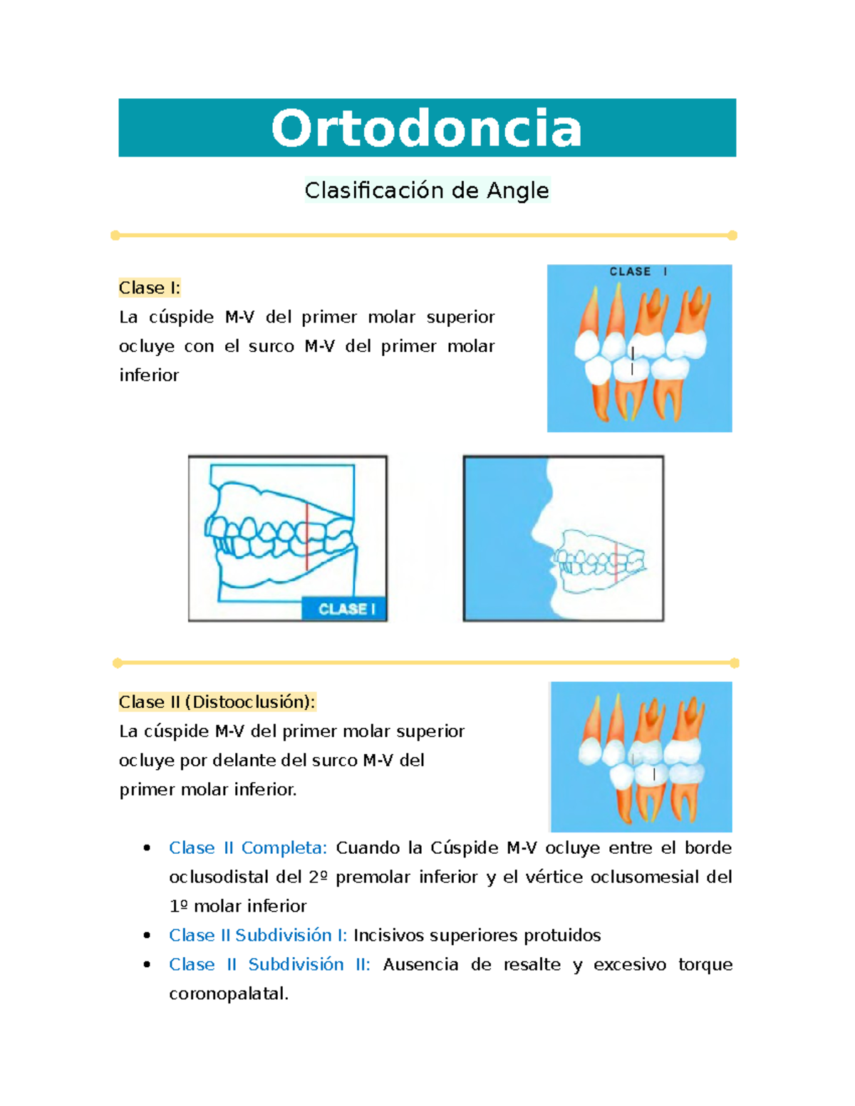 Ortodoncia - Apuntes basicos - Ortodoncia Clasificación de Angle Clase ...