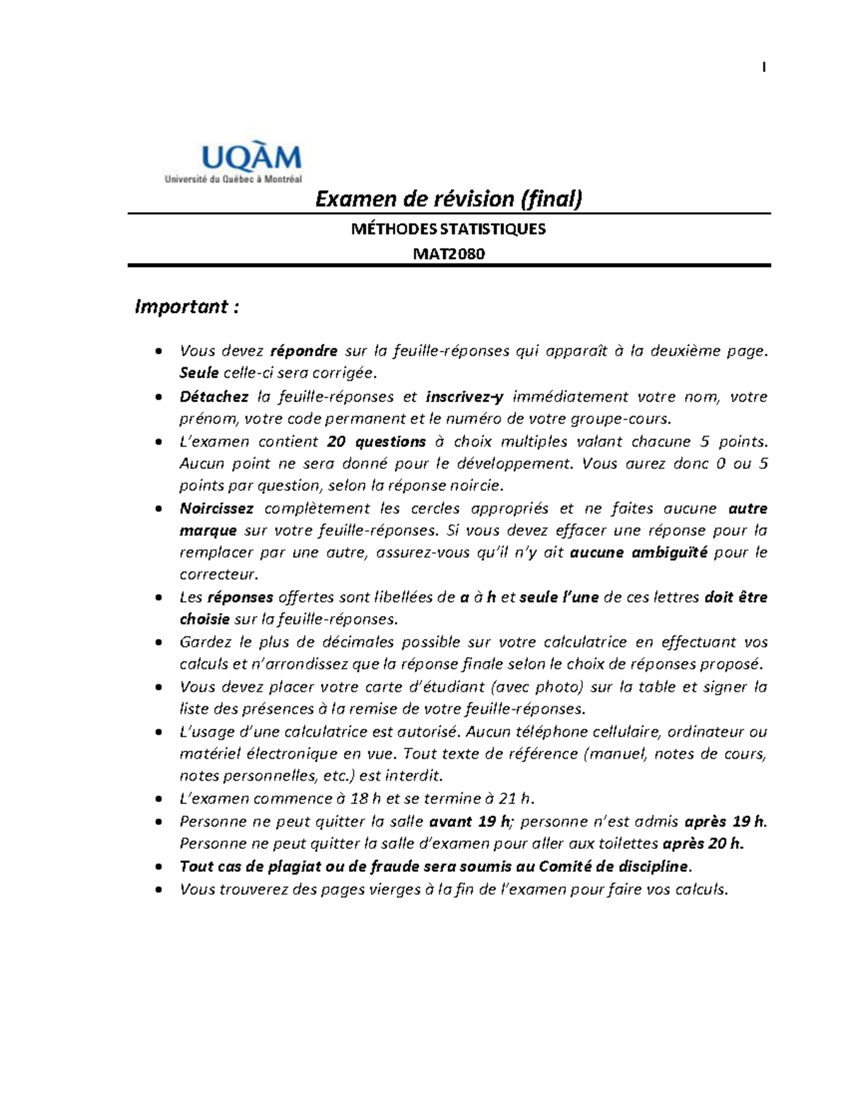 MAT2080 - FINAL - Warning: TT: undefined function: 32 Warning: TT: undefined function: 32 Examen ...