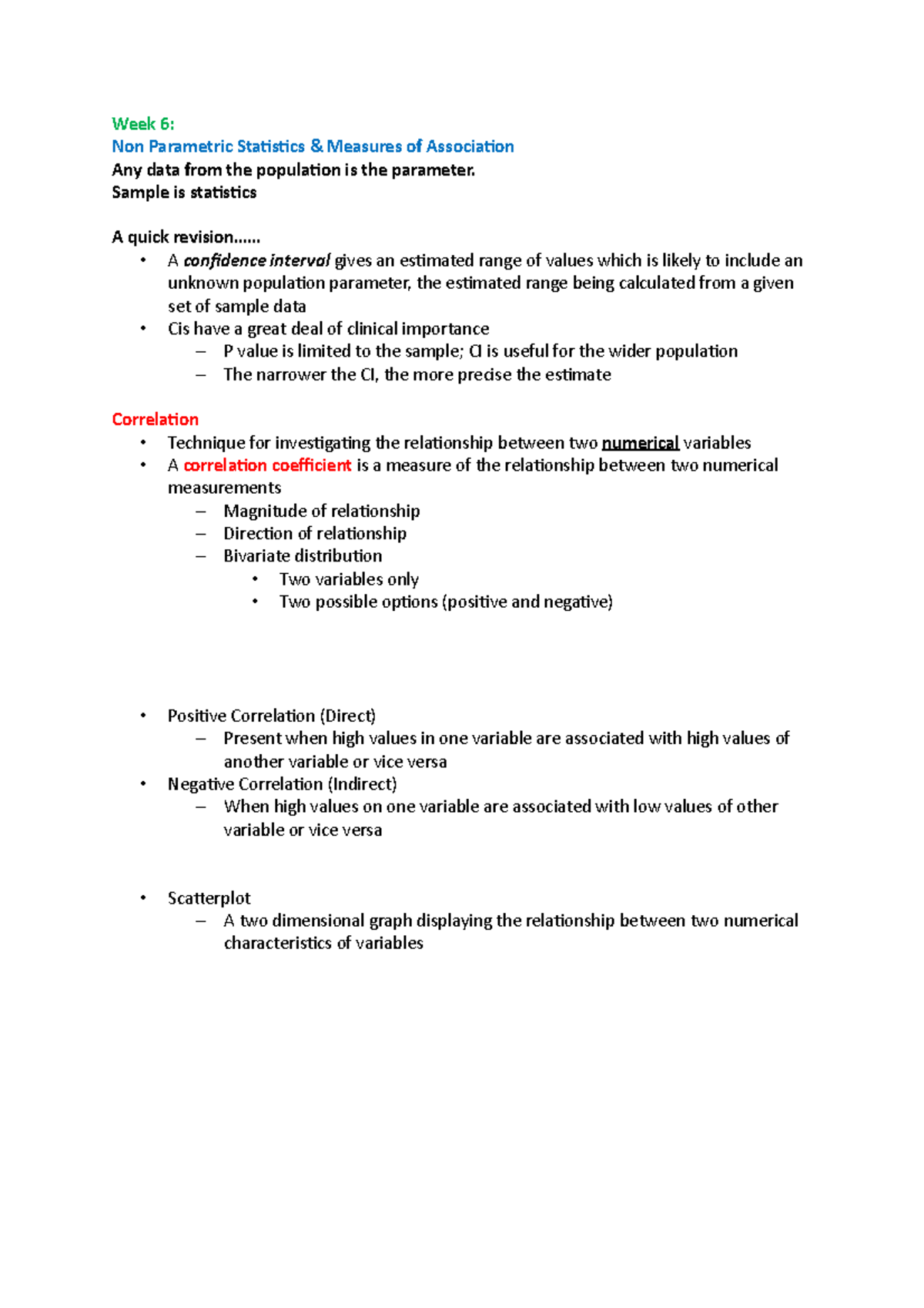 Week 6 Week 6 Lecture Notes Week 6 Non Parametric Statistics