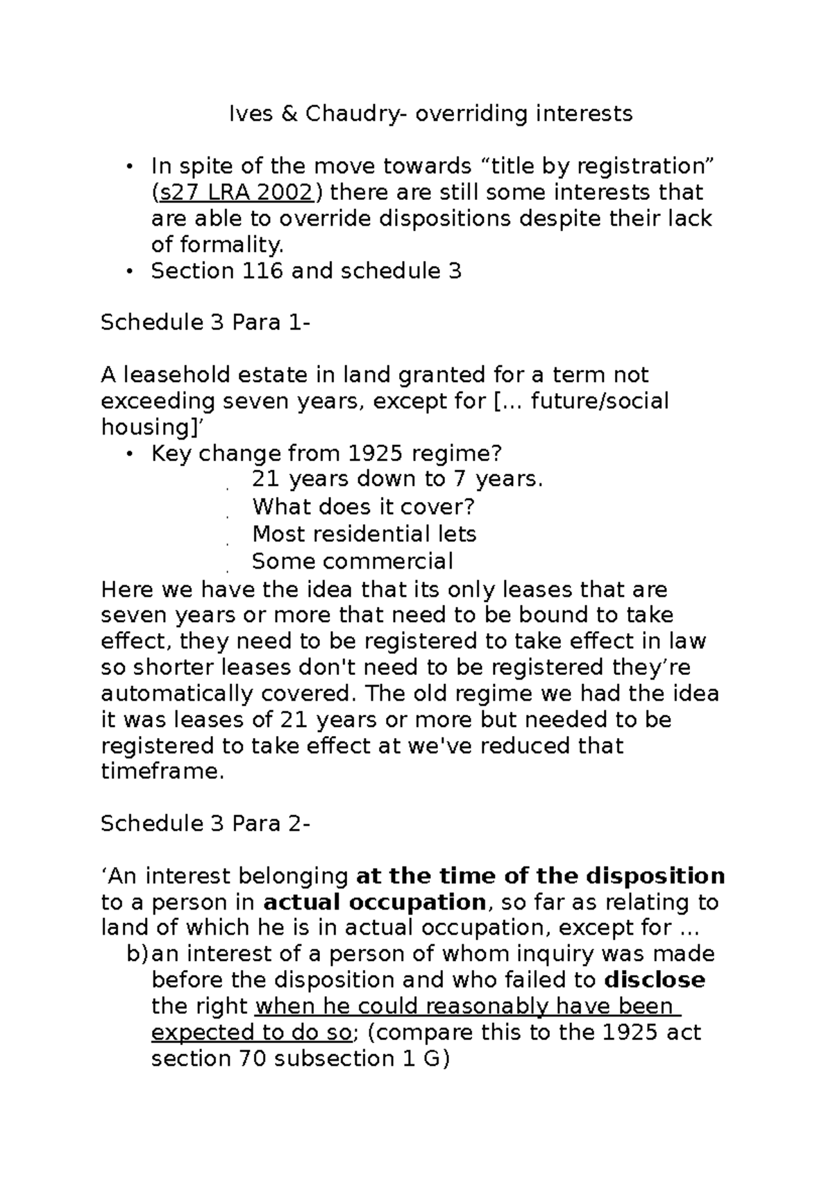 Ives & Chaudry- overriding interests - Ives & Chaudry- overriding ...