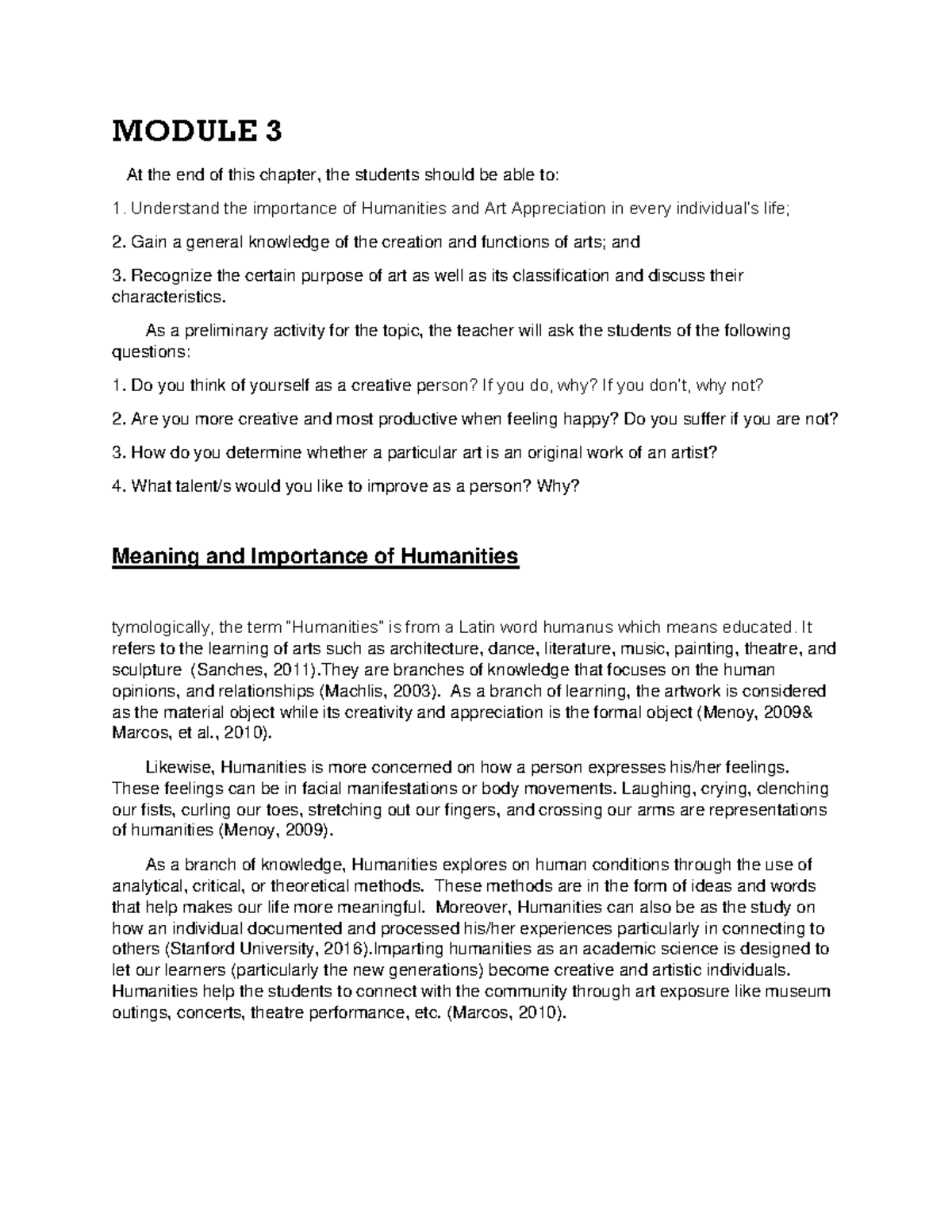 Module 3 ARTS APP - MODULE 3 At the end of this chapter, the students ...