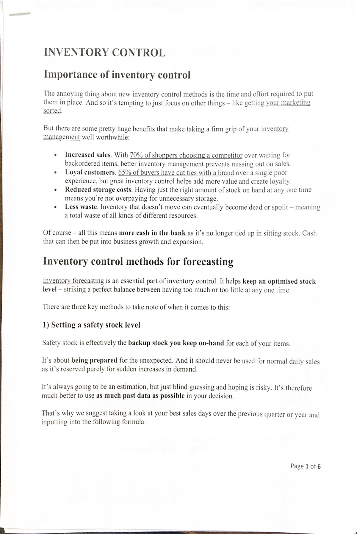 Inventory Control - Biomedical Engineering - Studocu