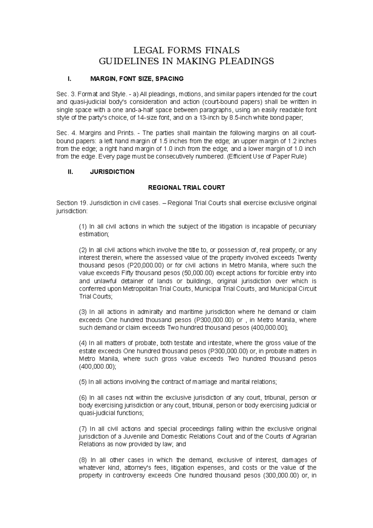Doc 1 - zxcz - LEGAL FORMS FINALS GUIDELINES IN MAKING PLEADINGS I ...