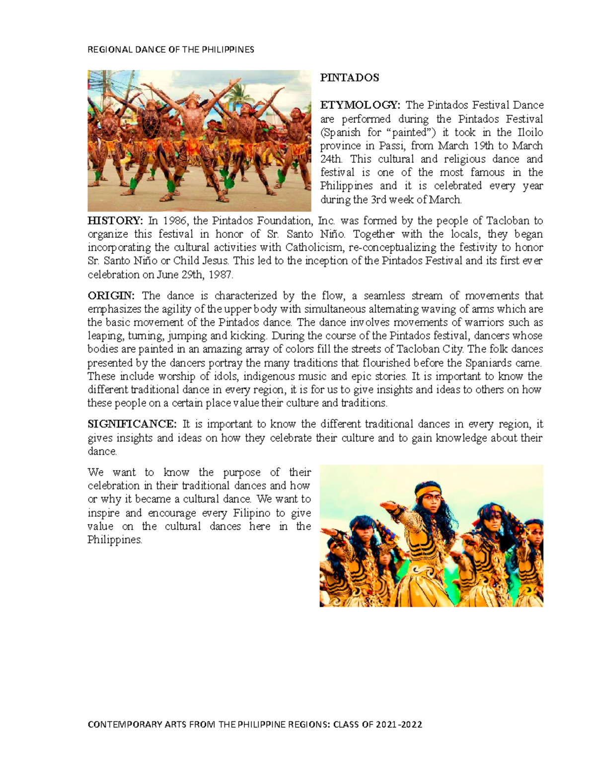 Humss- Group 6- Pintados - REGIONAL DANCE OF THE PHILIPPINES PINTADOS ...