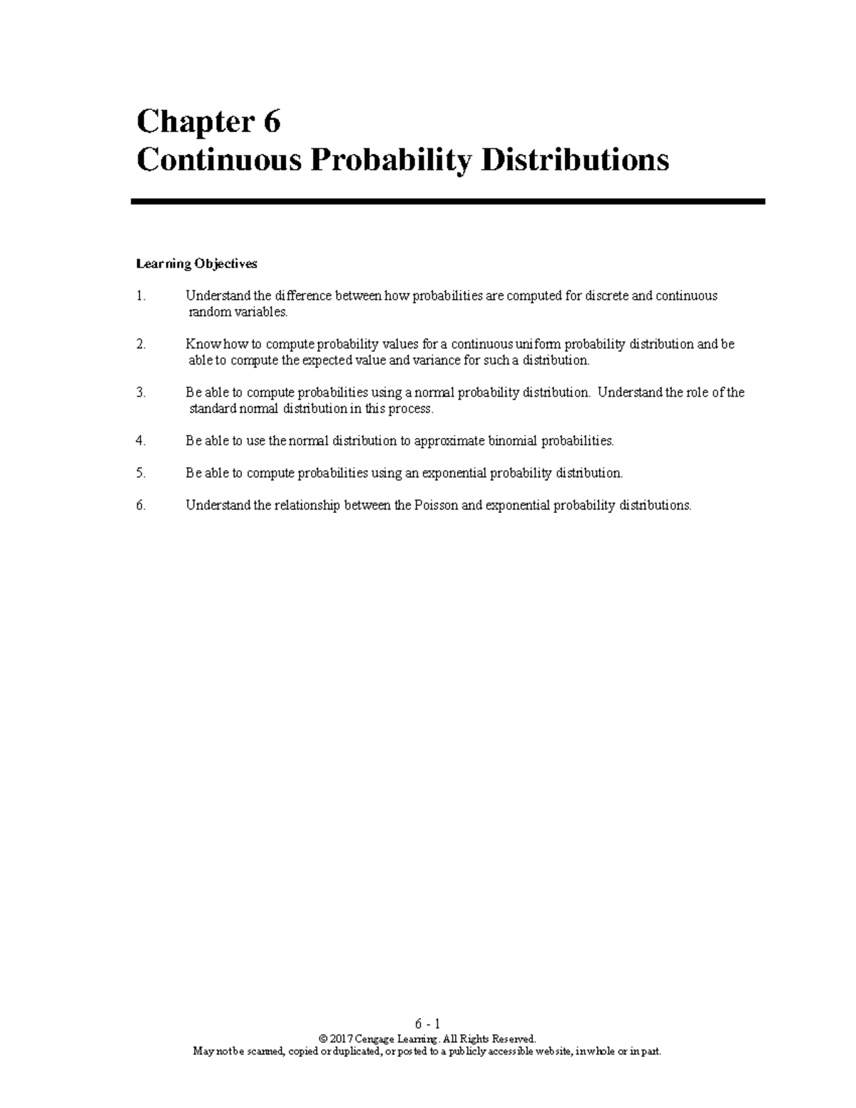 SM SBE13E Chapter 06 - 6 - 1 © 2017 Cengage Learning. All Rights ...