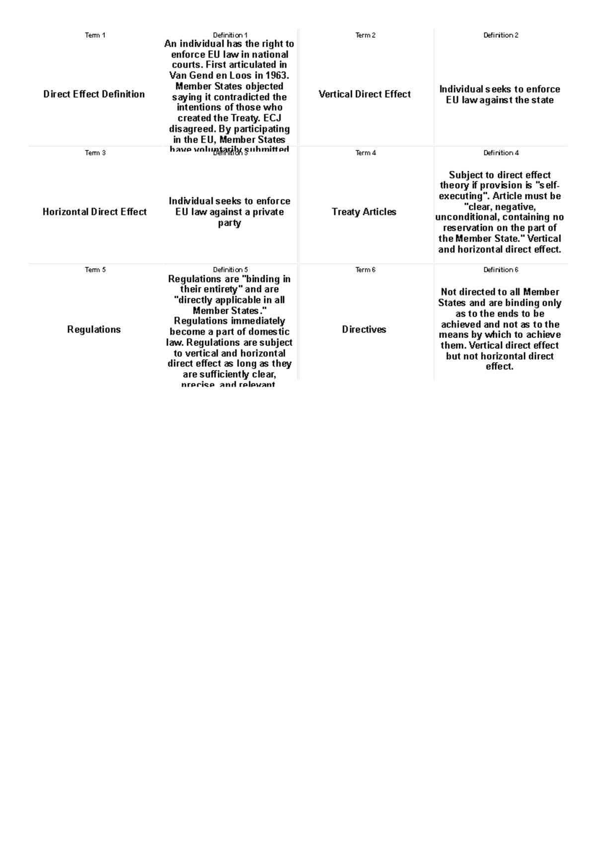 Printable Flash Cards - Direct Effect Definition An individual has the ...