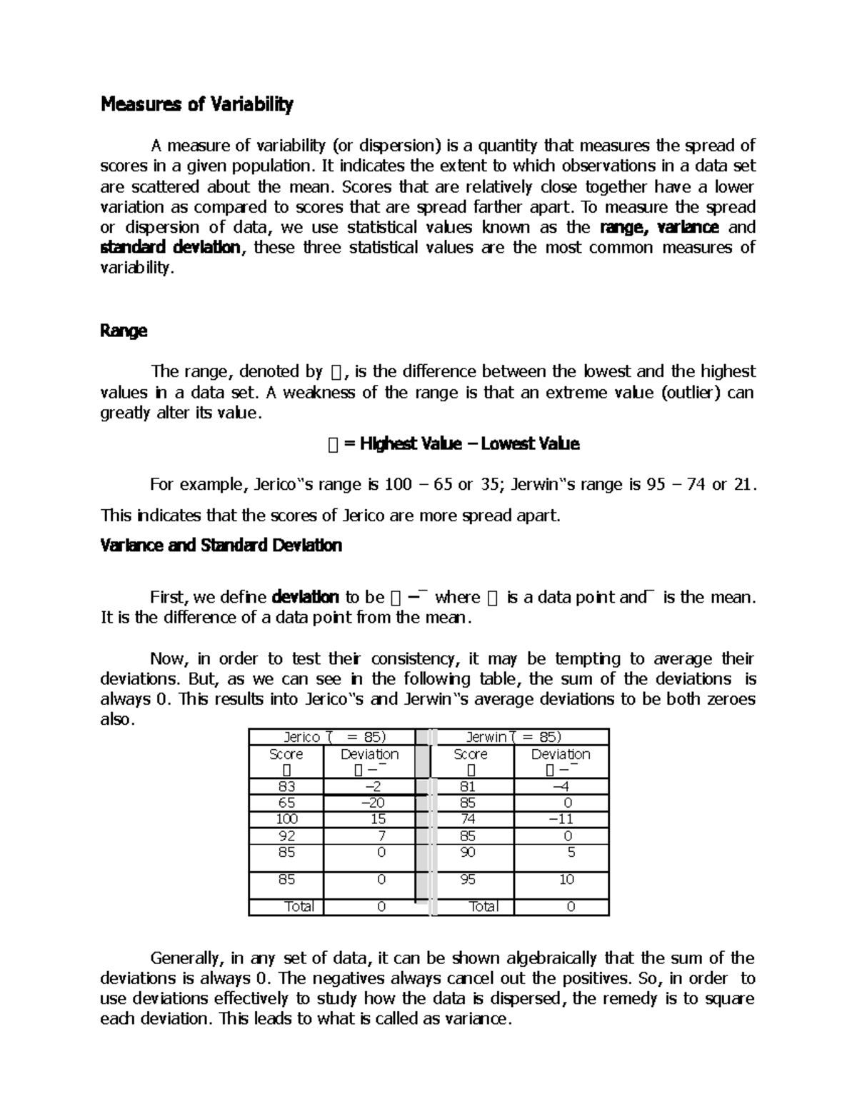 Measures of variability - It indicates the extent to which observations ...