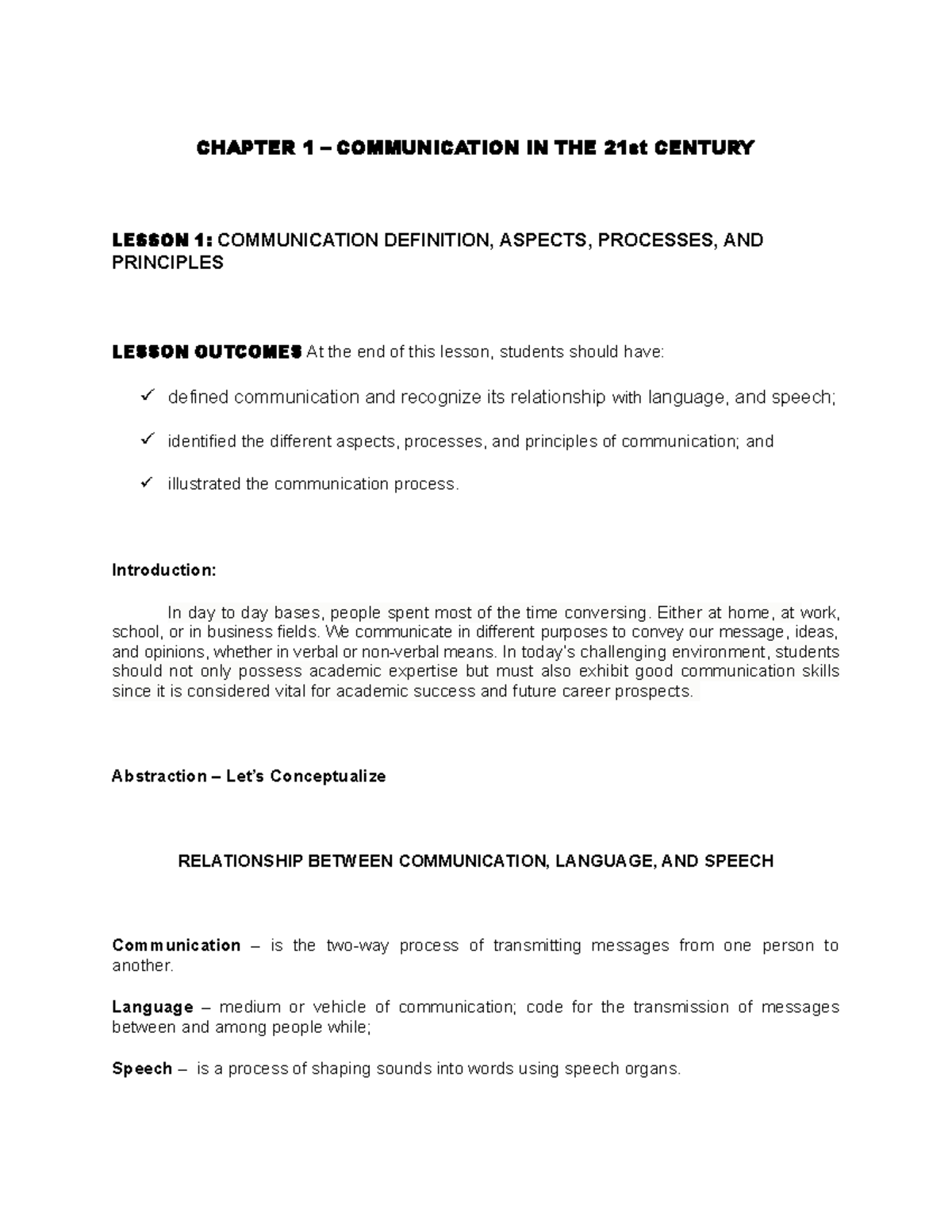 Chapter 1 - JC - 21 - CHAPTER 1 – COMMUNICATION IN THE 21st CENTURY ...