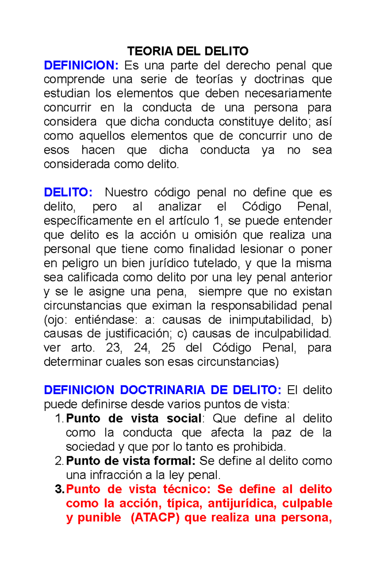 Teoria DEL Delito PARA Estudio 2022 - TEORIA DEL DELITO DEFINICION: Es ...