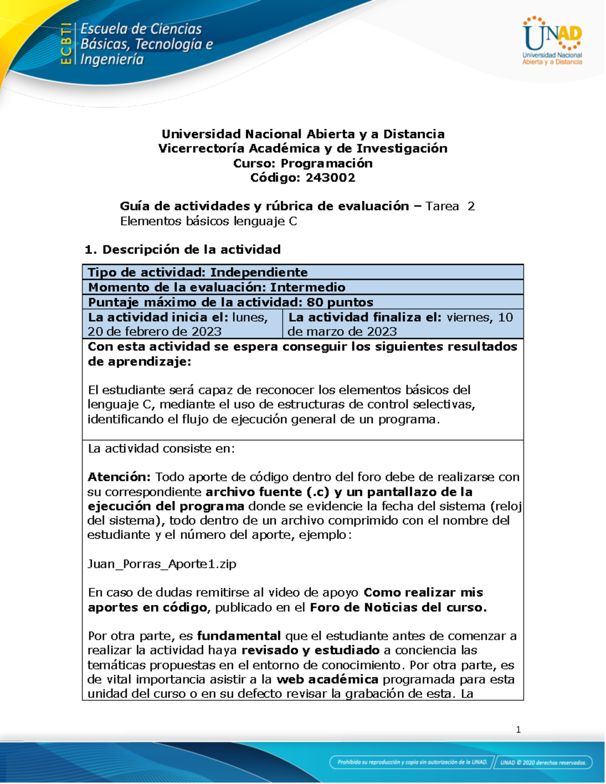 Guía de actividades y rúbrica de evaluación - Unidad 1- Tarea 2 - Elementos básicos del lenguaje ...