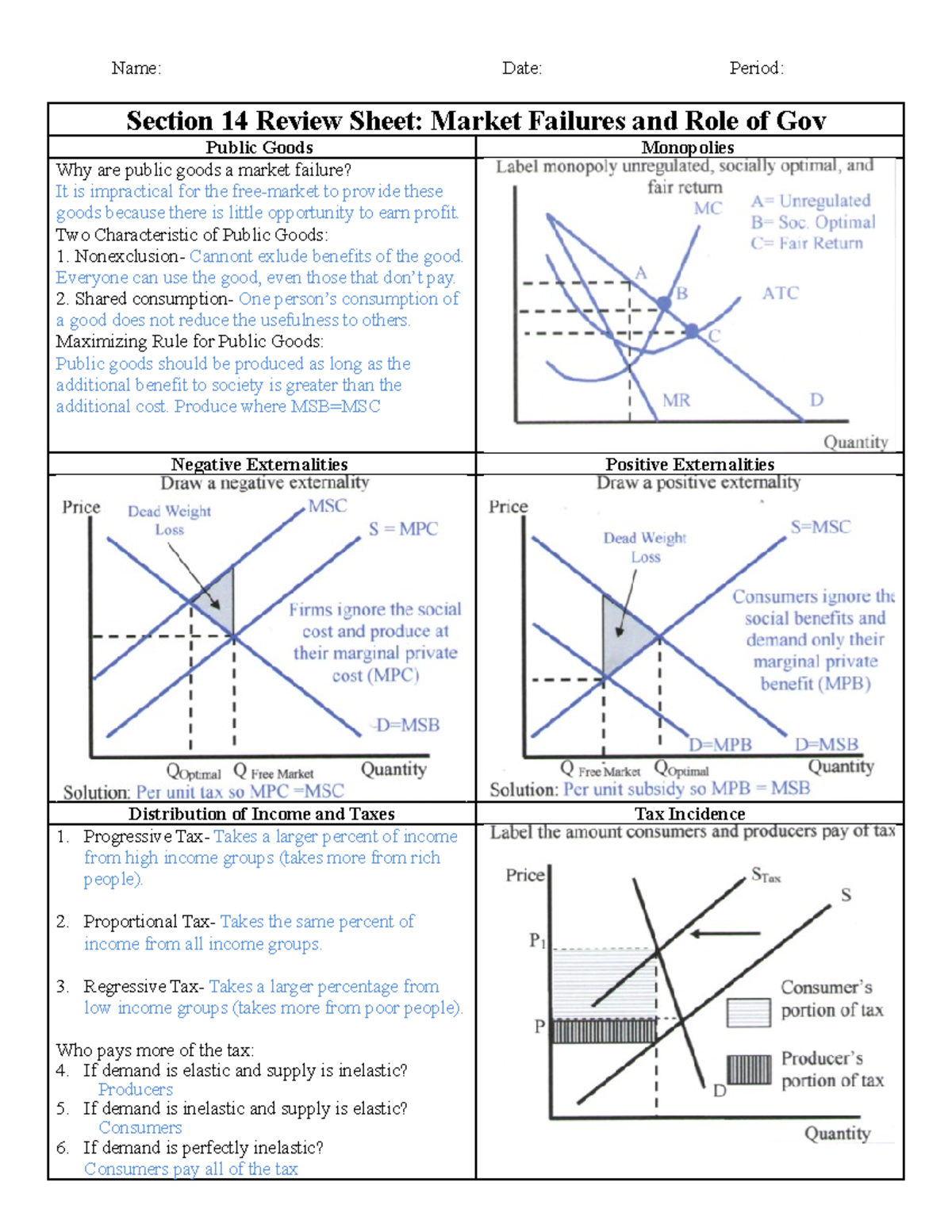 Section 14 Review Sheet answers - Name: Date: Period: Section 14 Review ...