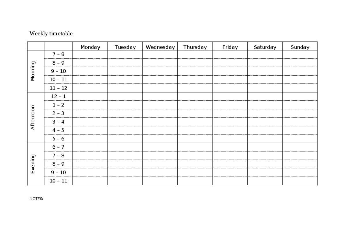 Weekly-study-timetable - Weekly timetable Monday Tuesday Wednesday ...