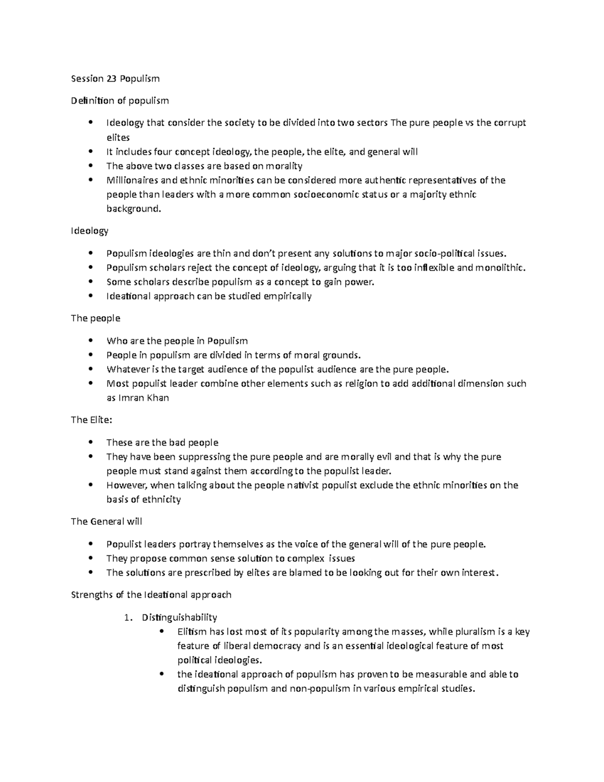 Session 23 Populism - djdnsnsjnfs - Session 23 Populism Definition of ...