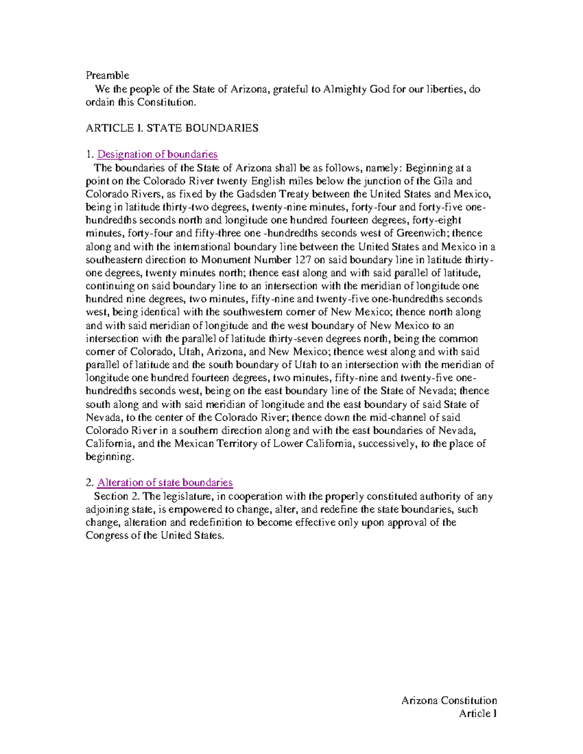 Arizona constitution - essay - Arizona Constitution Article I Preamble ...