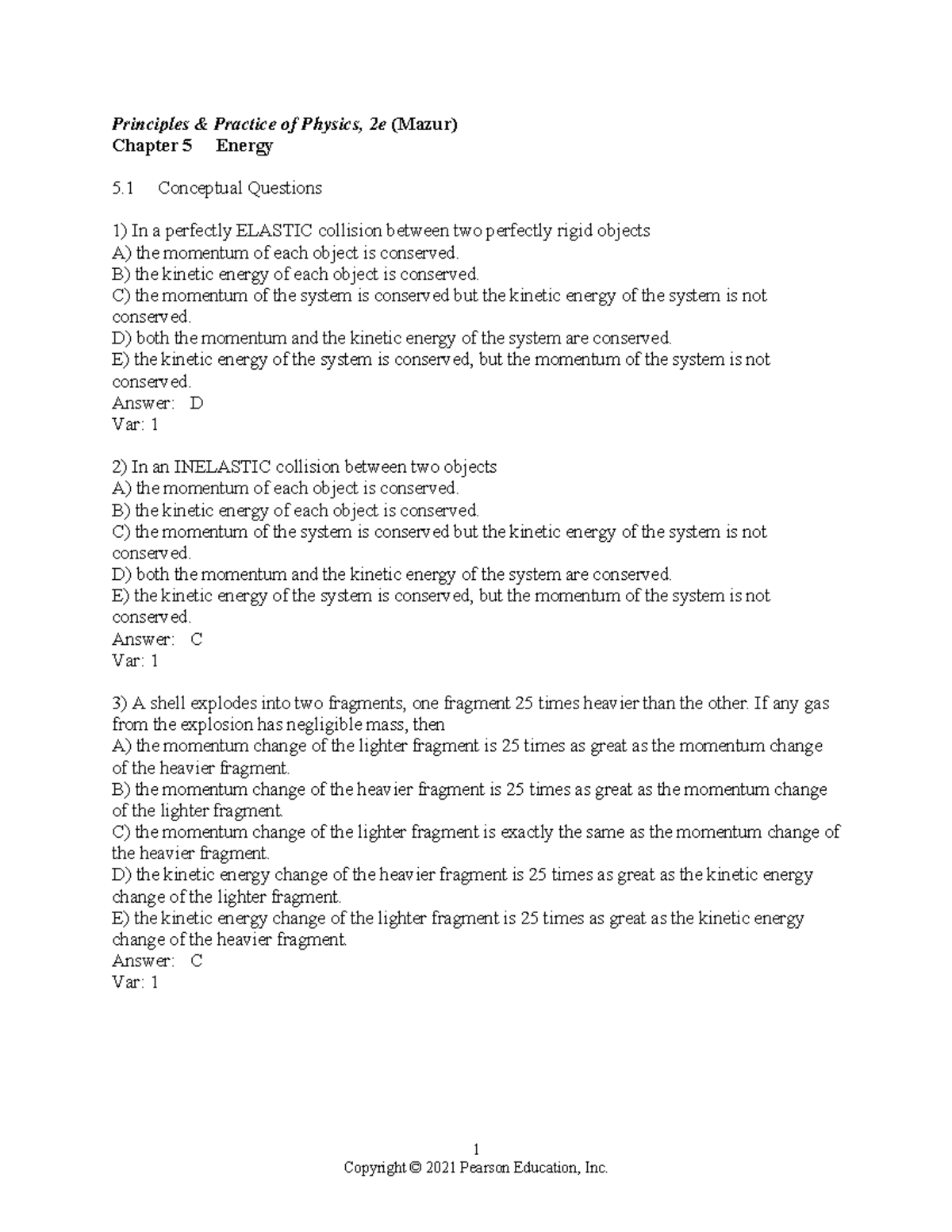 05 testbank PDF - mmm - 1 Principles & Practice of Physics, 2e (Mazur ...
