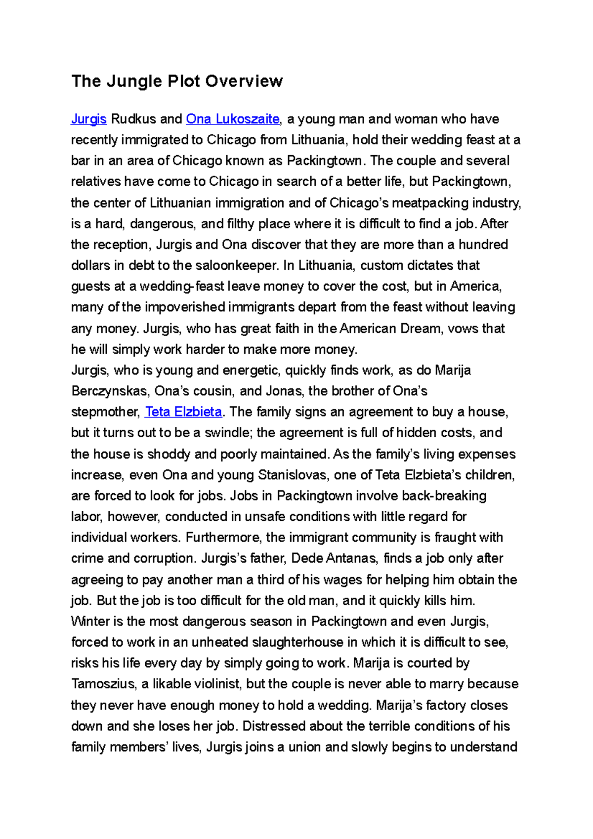 The Jungle Plot Overview - Selections From Homer's Iliad - The Jungle ...