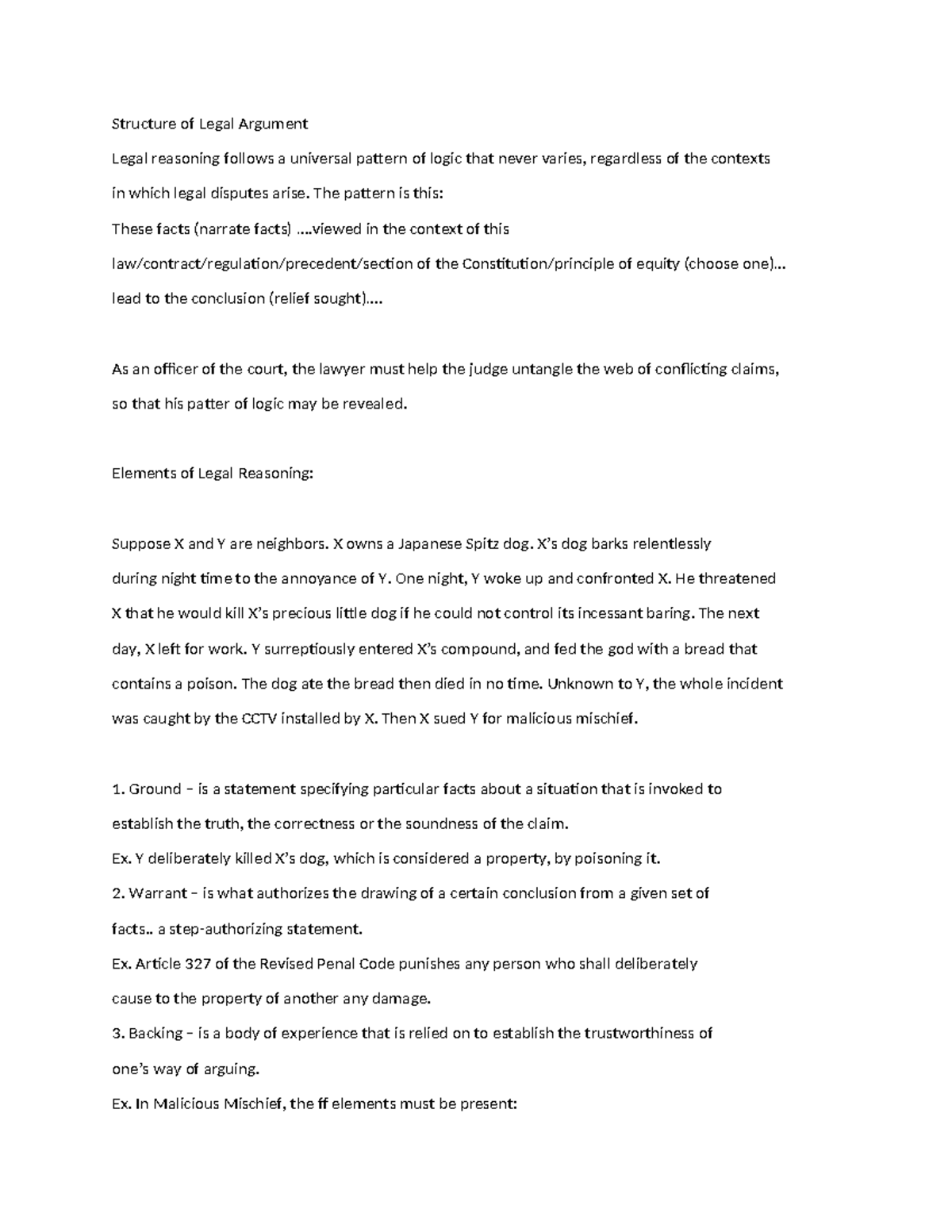 Structure of Legal Argument - Structure of Legal Argument Legal ...