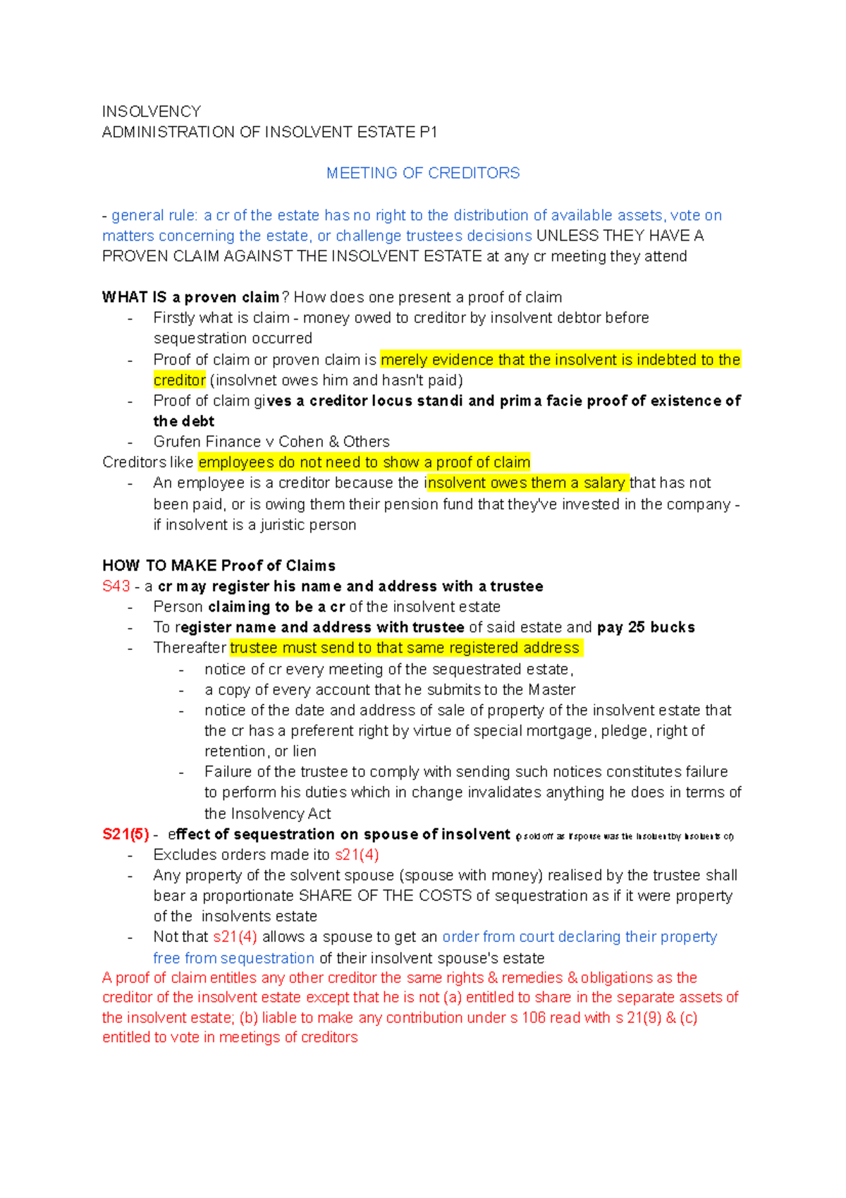 Insolvency administraion of inslovent estate - INSOLVENCY ...