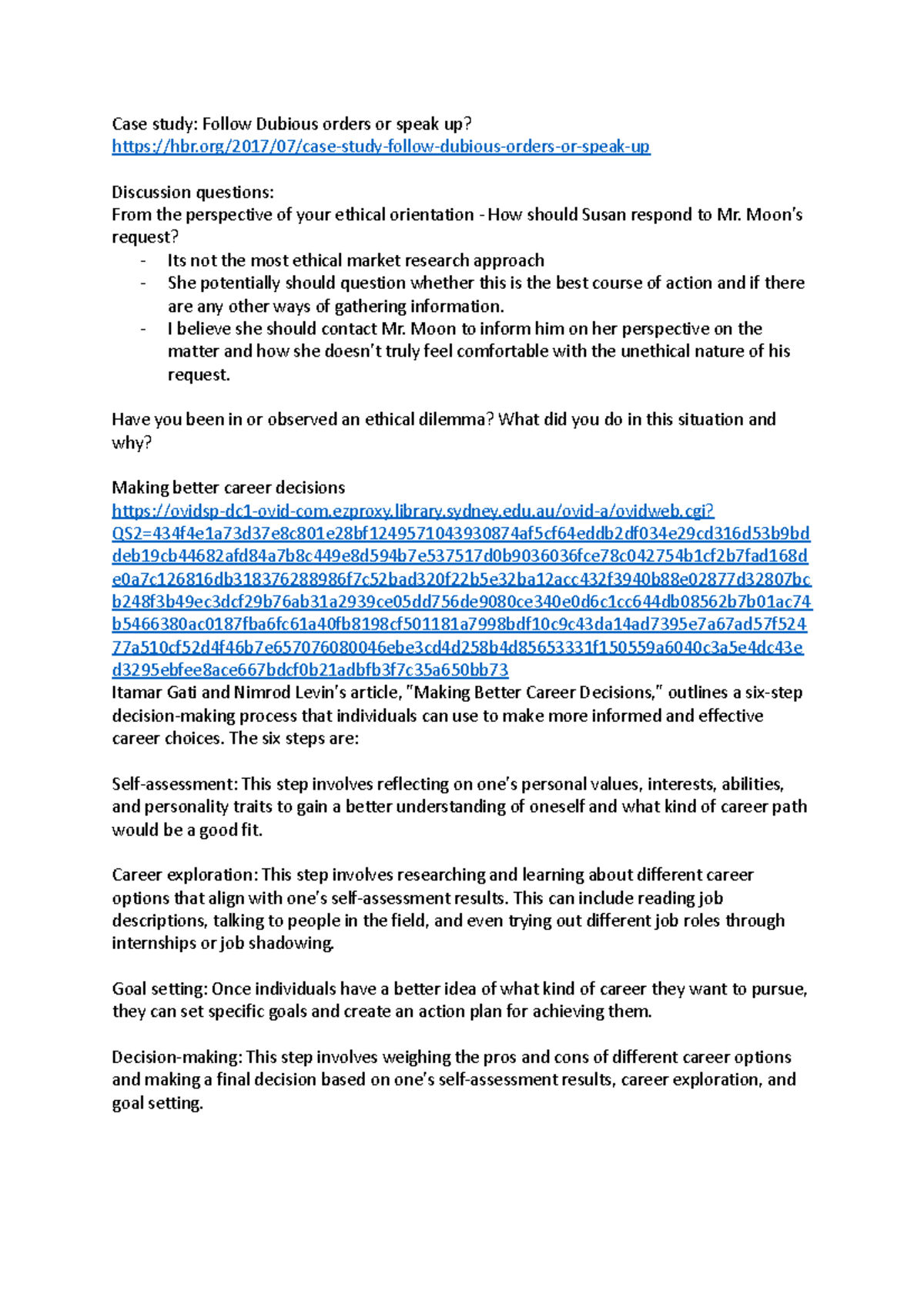 Week4 Readings - Reading summary notes - Case study: Follow Dubious ...