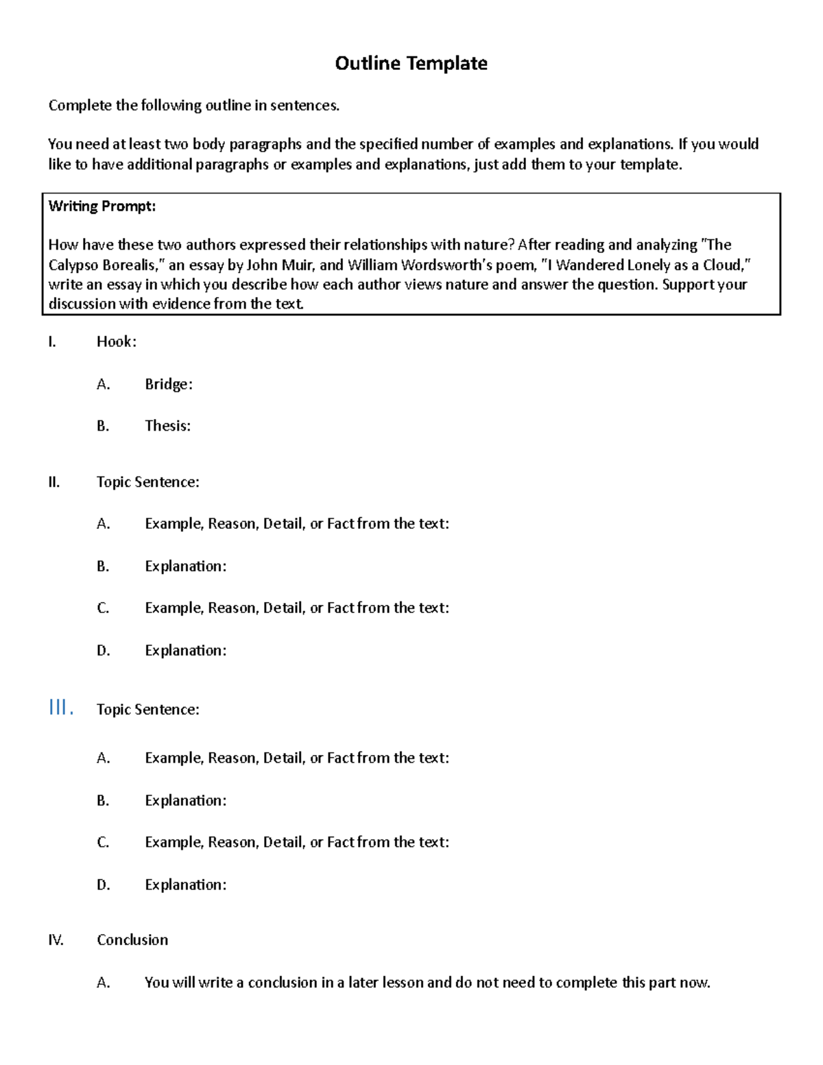 06 - Outline - Outline Template Complete the following outline in ...