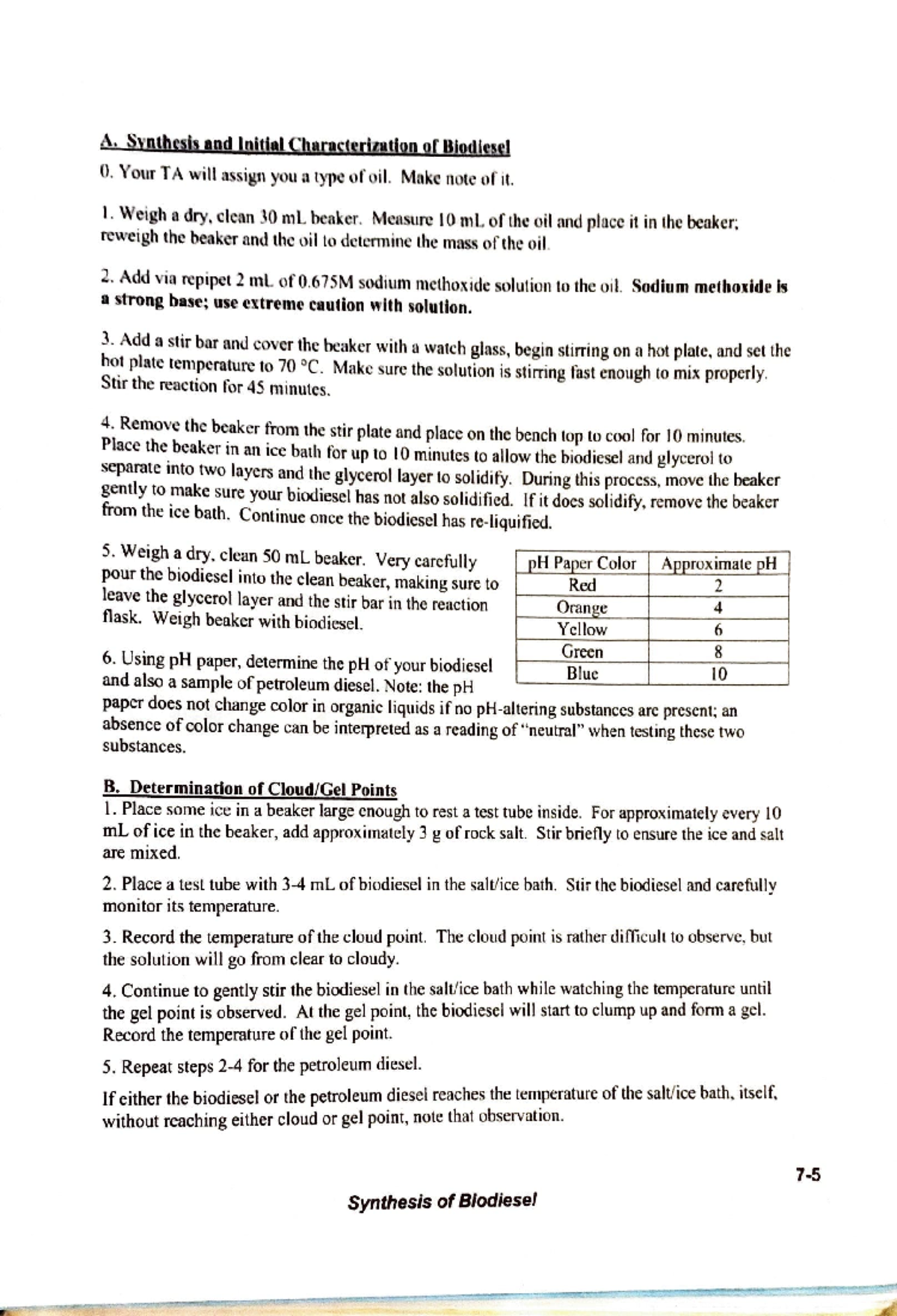 Lab 7: Synthesis of Biodiesel - CHEM 104 - Studocu