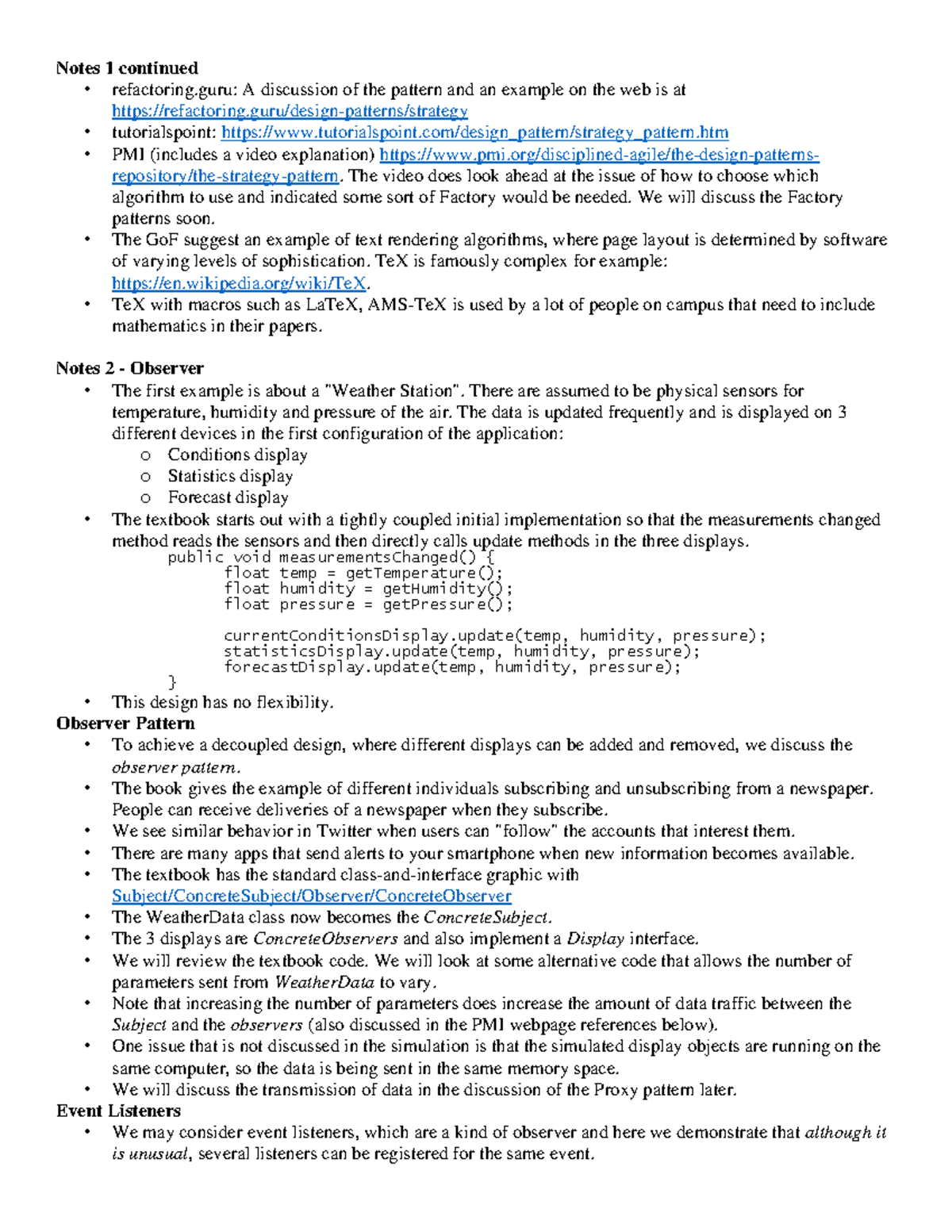 Notes 2 Notes 1 Continued Refactoring A Discussion Of The Pattern And An Example On The Web