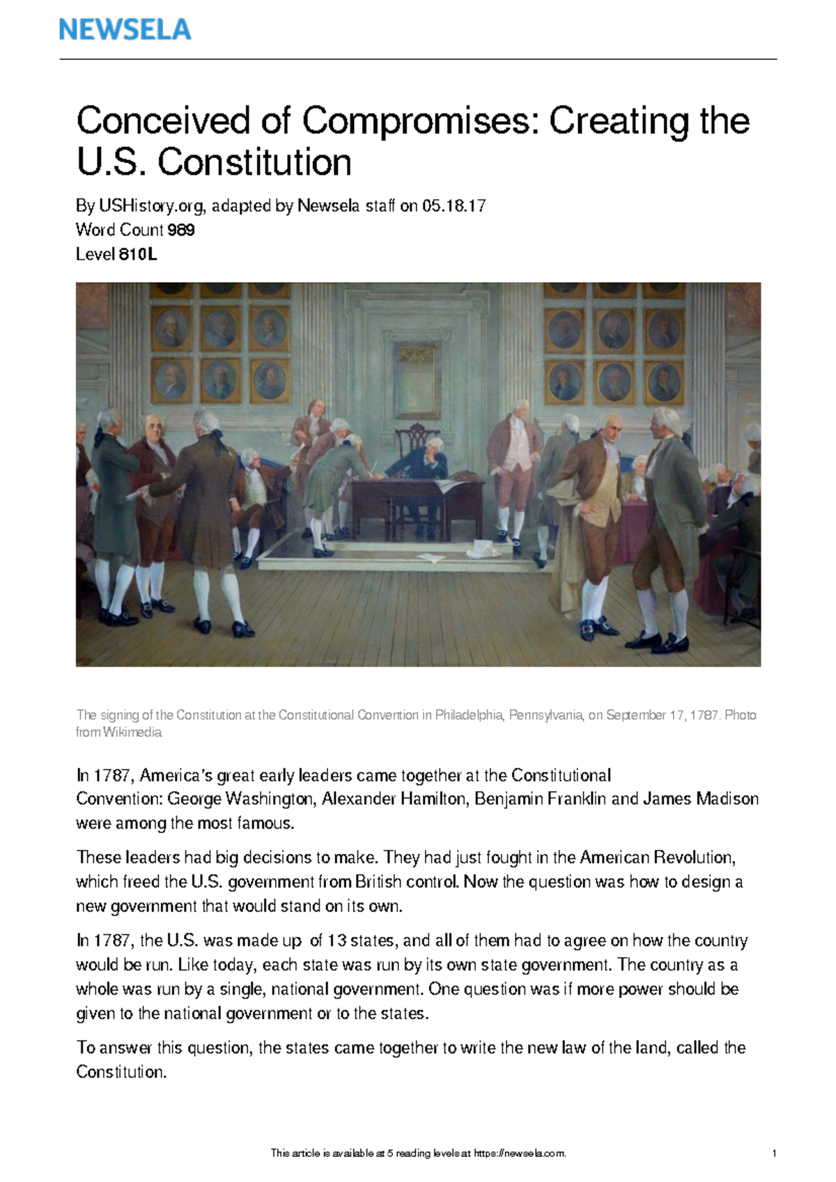 Conceived of Compromises Creating the U.S. Constutution 5th - Conceived ...