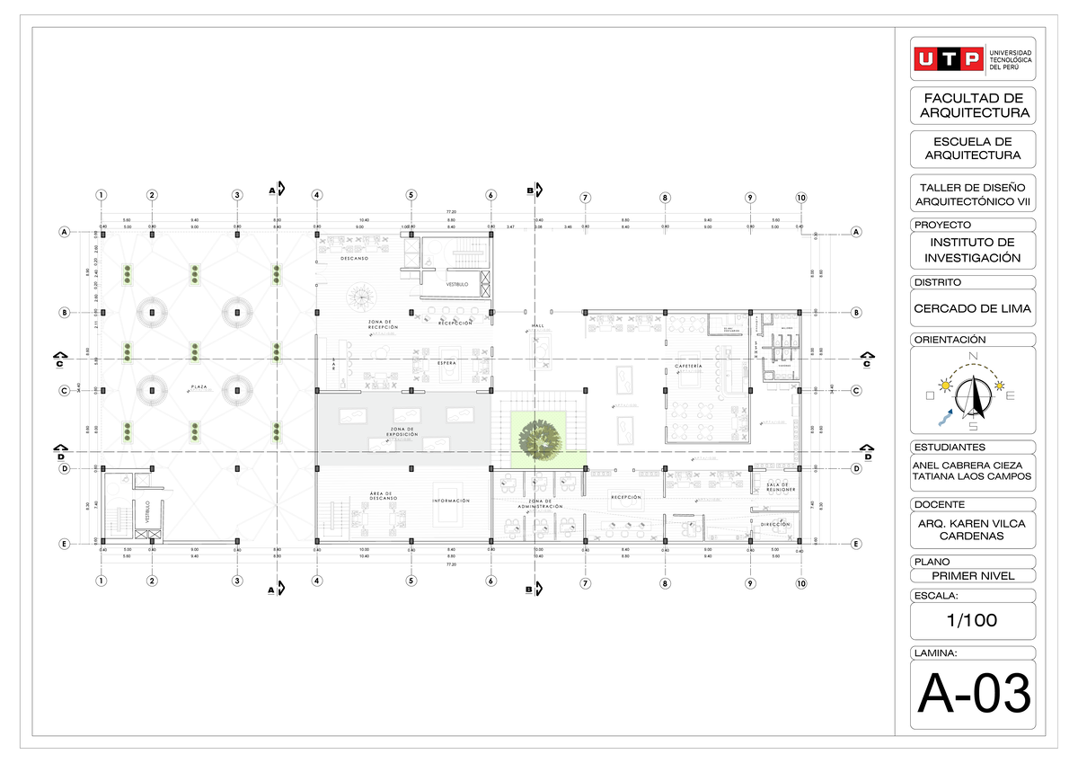 A-03 Planta 1 - plano 1 - VESTIBULO VESTIBULO ZONA DE RECEPCIÓN ZONA DE ...
