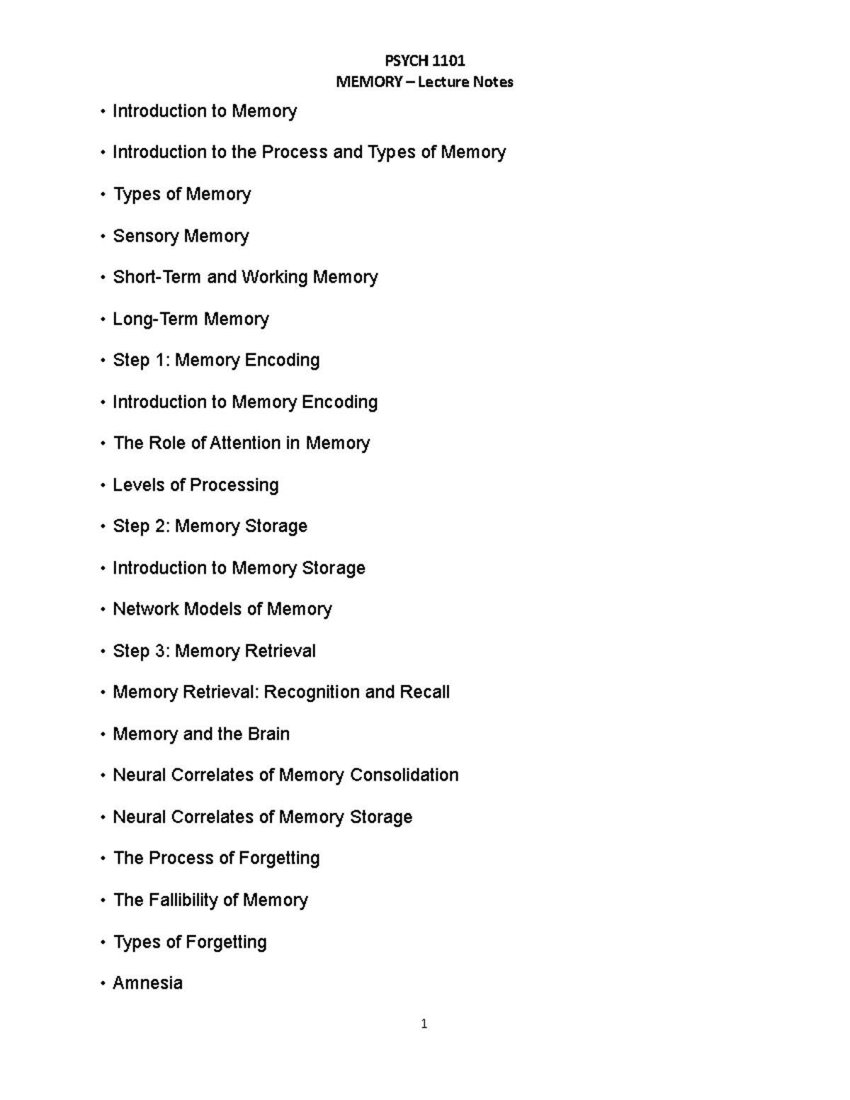 PSCH 1101 Memory Introduction To Memory Introduction To The Process psch-1101-memory-introduction-to-memory-introduction-to-the-process