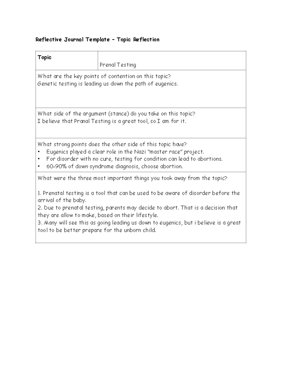 Reflective Journal week 3 - Reflective Journal Template – Topic ...