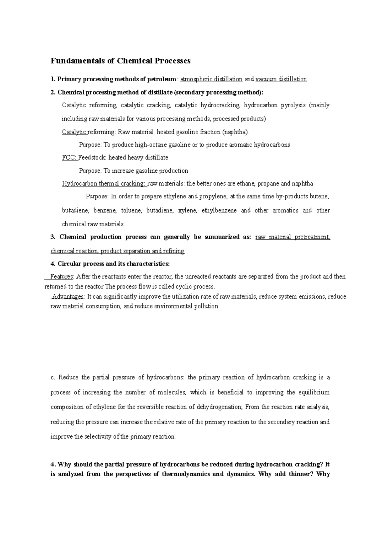 Fundamentals of Chemical Processes CH151 - Fundamentals of Chemical ...