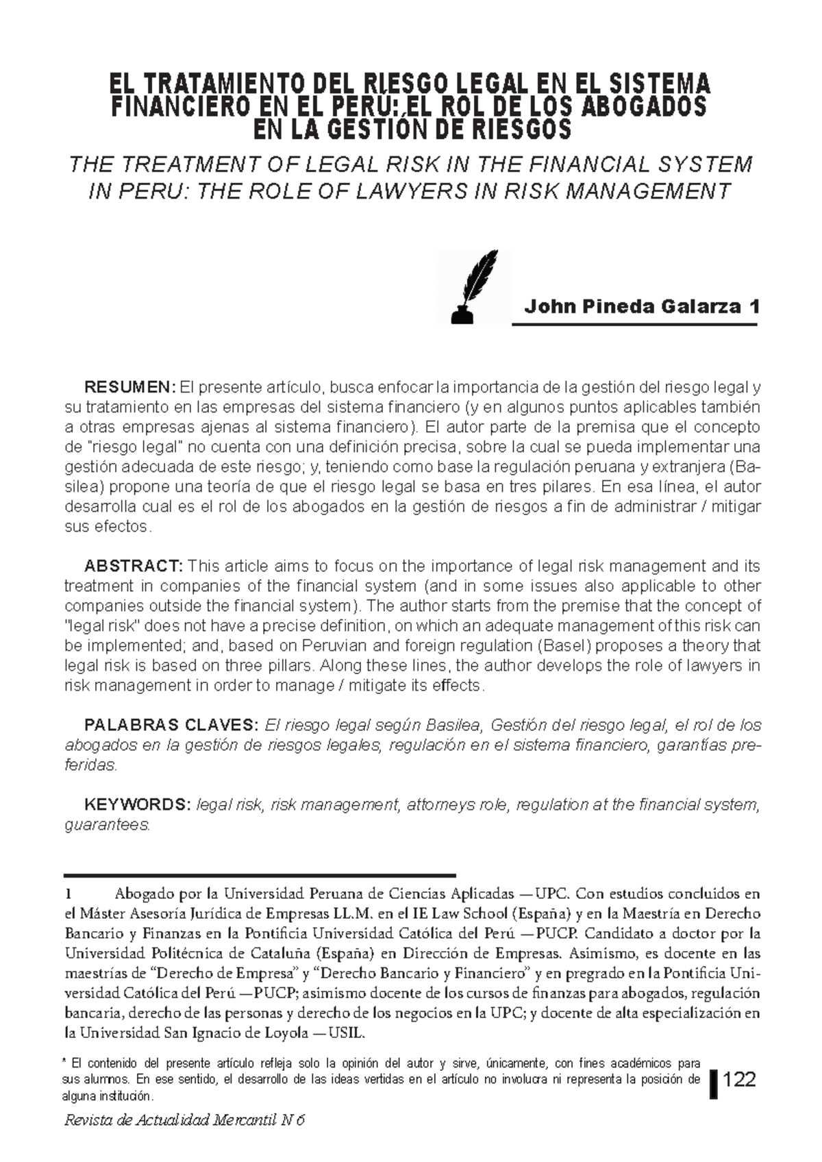 3.- El tratamiento del riesgo legal en el sistema financiero - John ...