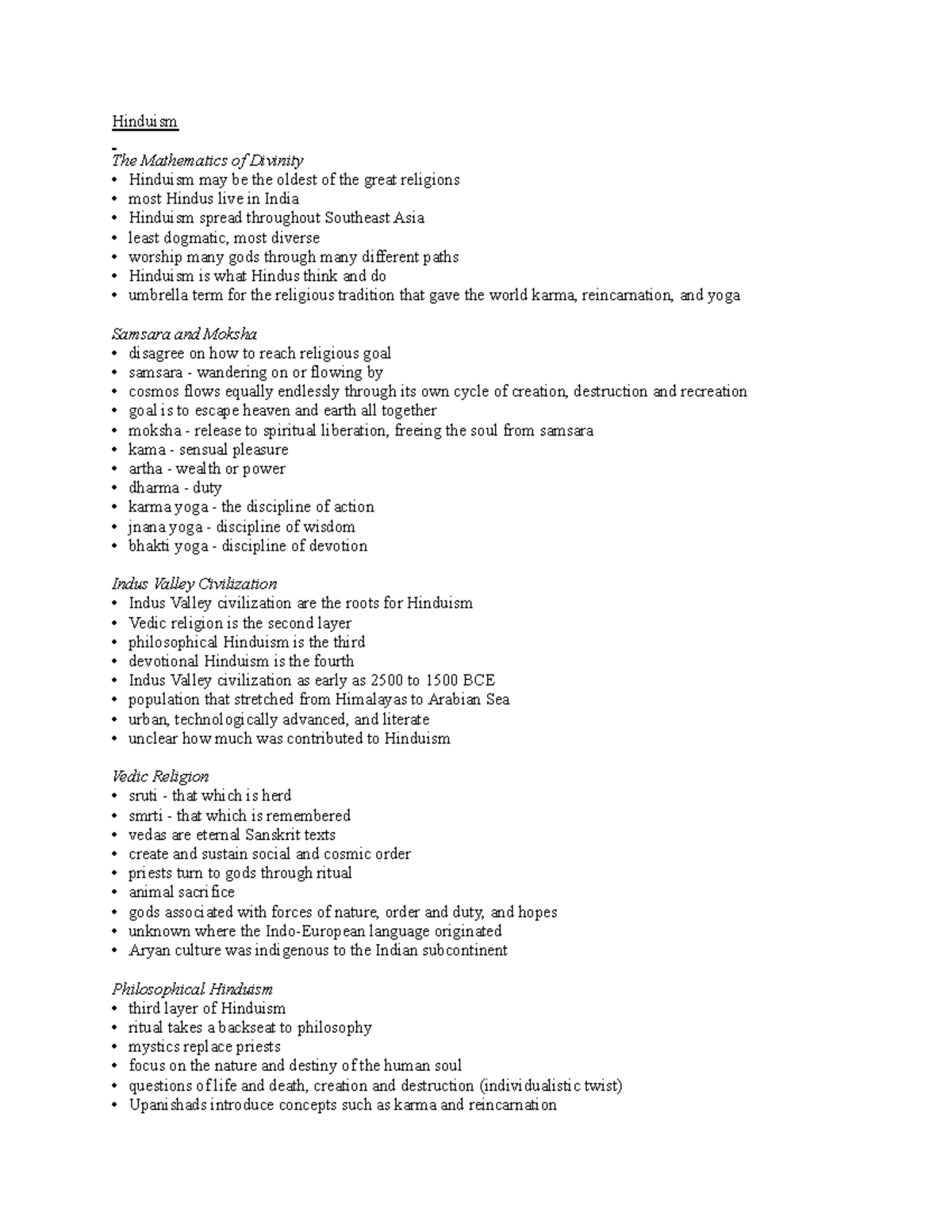 Hindiuism - Summary World Religions - Hinduism The Mathematics of ...