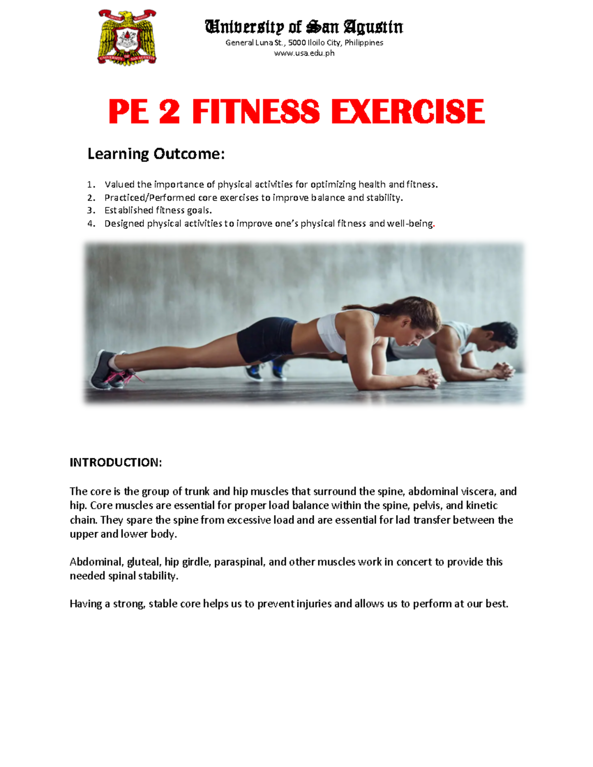 PE 2 Fitness Exercise - PE Stretching and Work out - General Luna St ...