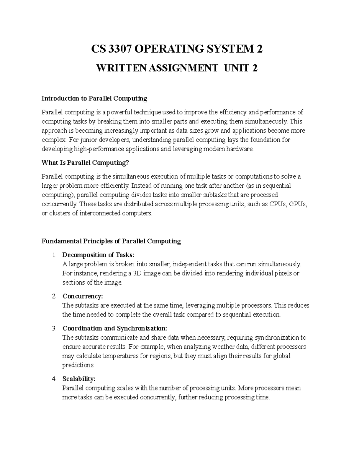 CS 3307 Operating System 2 Assignment UNIT 2 - CS 3307 OPERATING SYSTEM 2 WRITTEN ASSIGNMENT ...