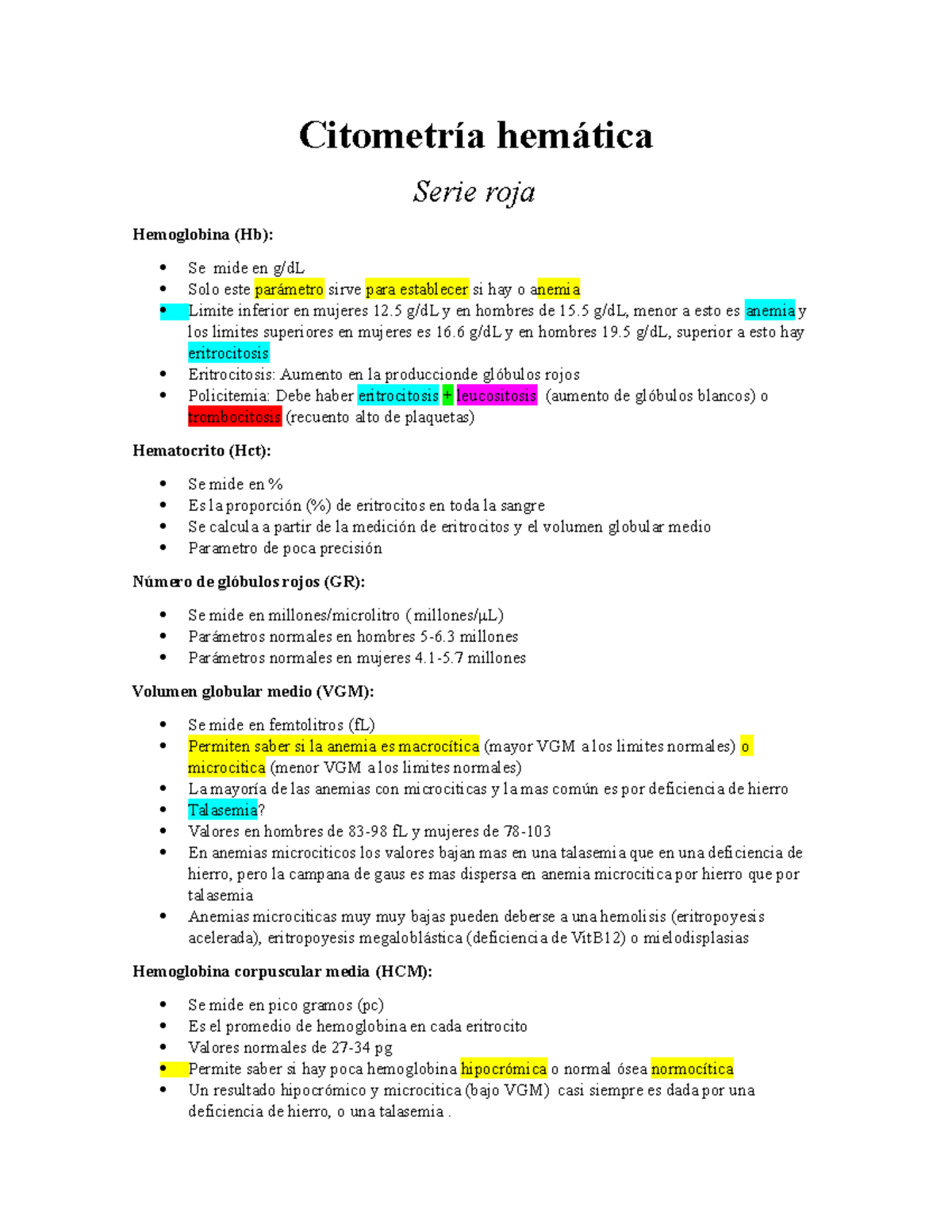 Citometría hemática - apuntes hechos con cariño - Citometría hemática ...