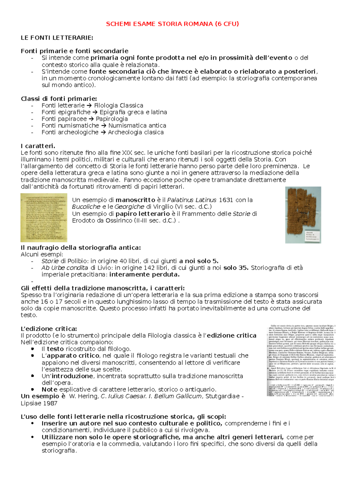 Schemi Esame Storia Romana da 6 cfu per l'anno scolastico 2021/2022 - SCHEMI ESAME STORIA ROMANA ...