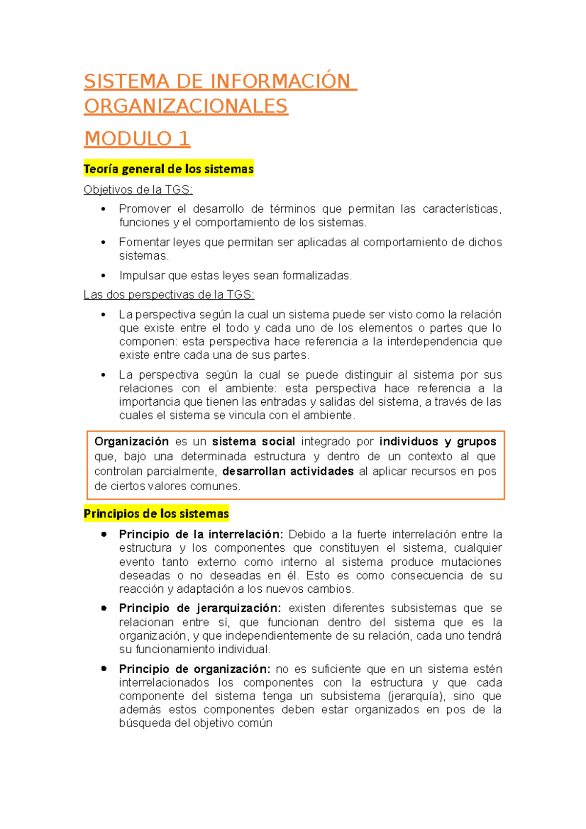 Resumen Sistema DE Información Organizacionales - SISTEMA DE INFORMACIÓN ORGANIZACIONALES MODULO ...