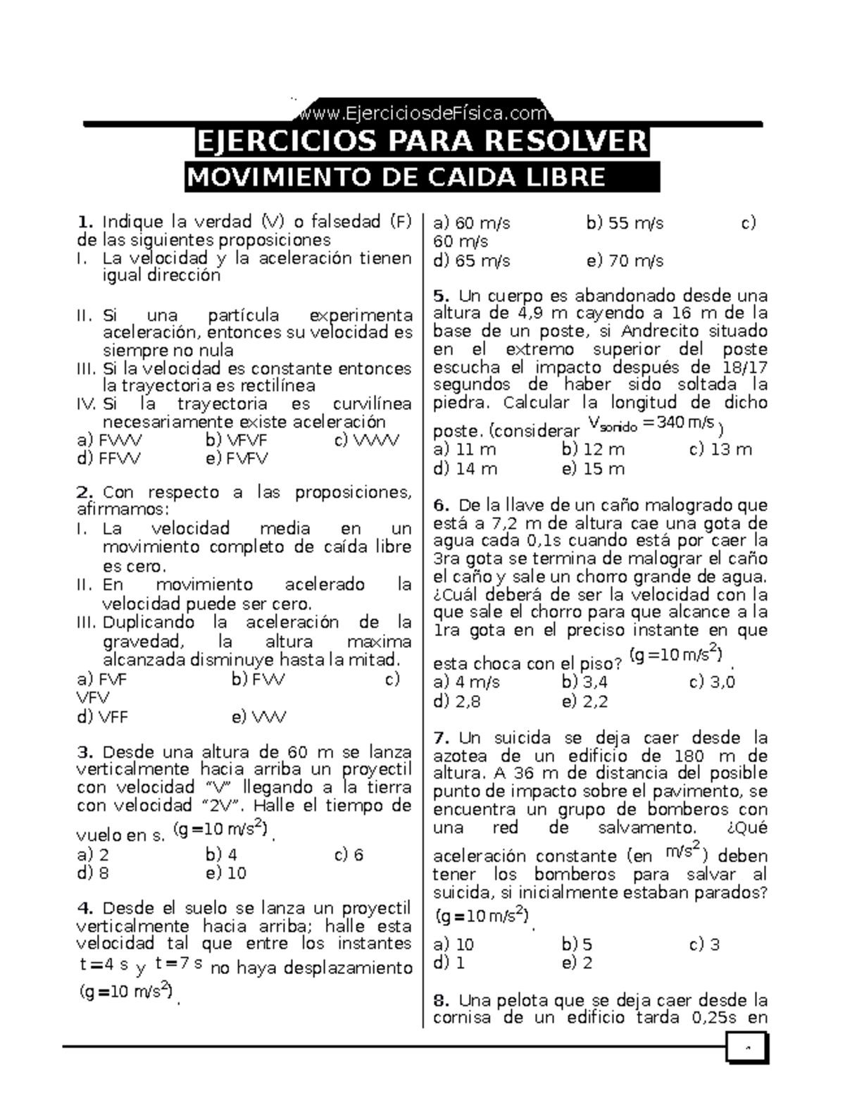 Movimiento-de-Caida-Libre-Ejercicios 2 Parte - EJERCICIOS PARA RESOLVER MOVIMIENTO DE CAIDA ...
