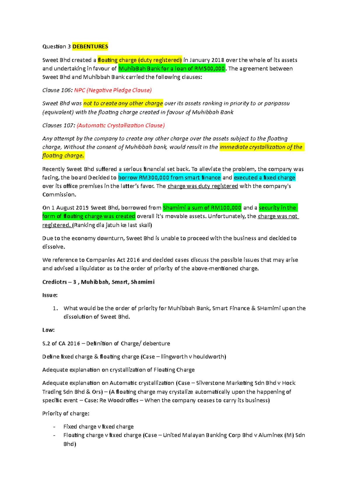 Question 3 Debentures - Question 3 DEBENTURES Sweet Bhd created a ...
