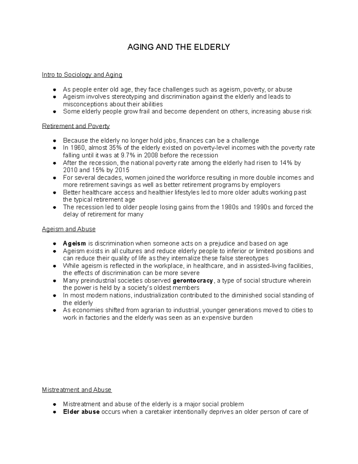 Module 14 Part 2 Sociology and Aging - AGING AND THE ELDERLY Intro to ...