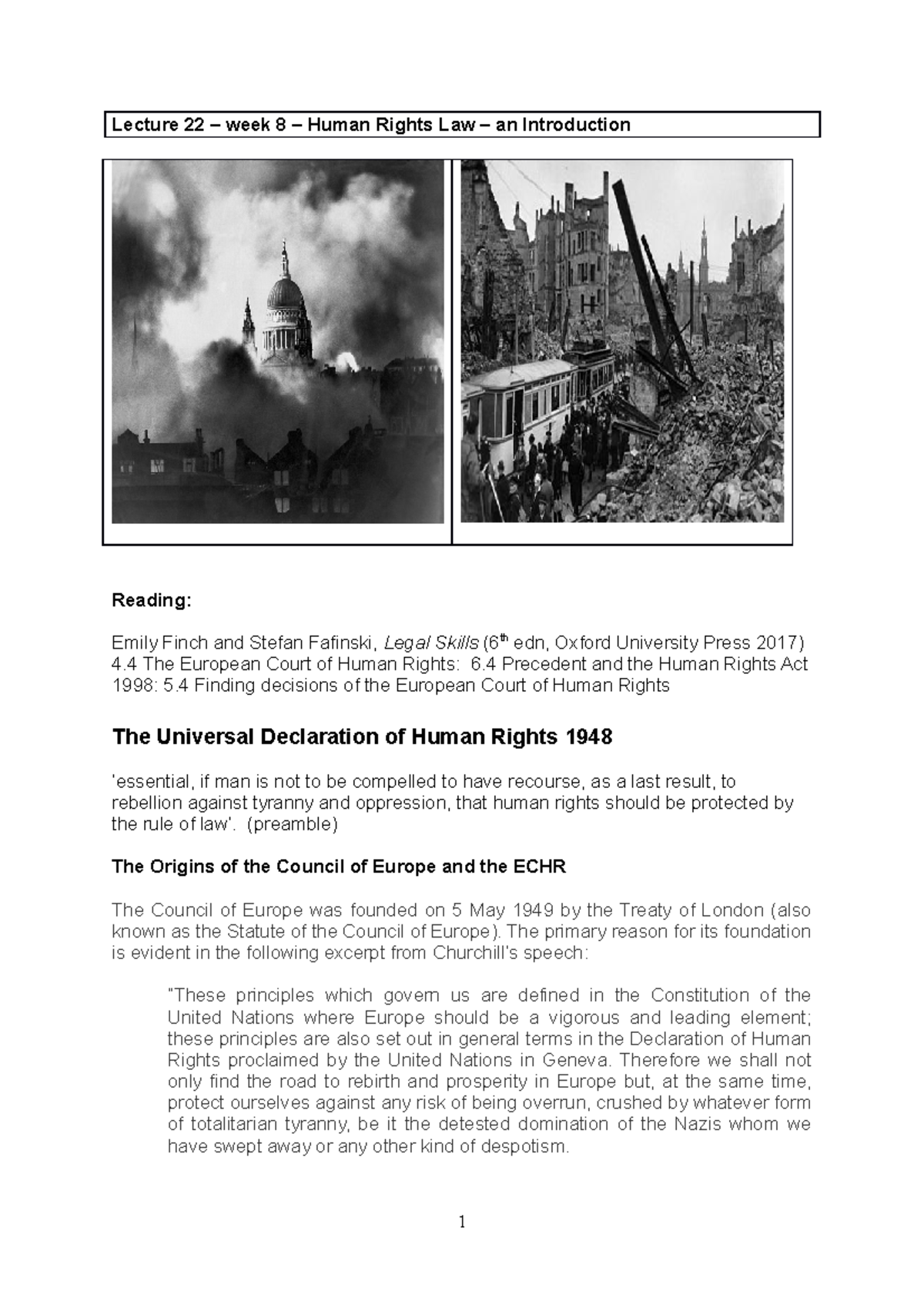 Lecture 22 - Human rights introduction - Lecture 22 – week 8 – Human ...