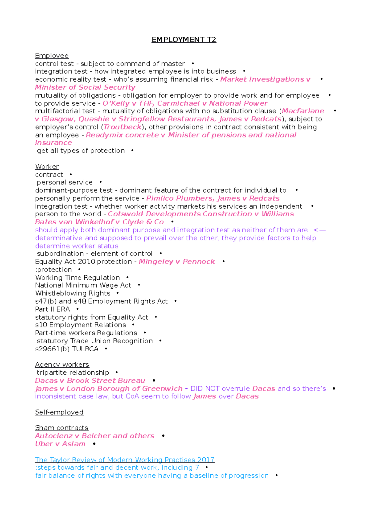 Employment T2 - employee, worker and self employed definitions and ...