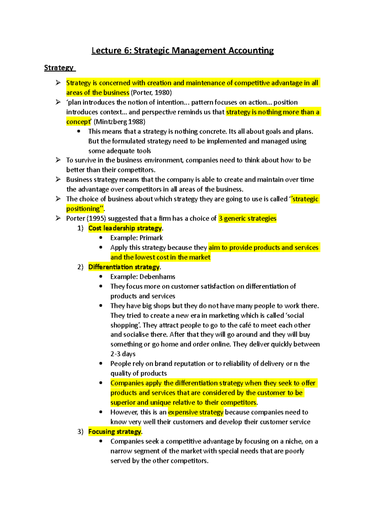 strategic management accounting - Lecture 6: Strategic Management ...