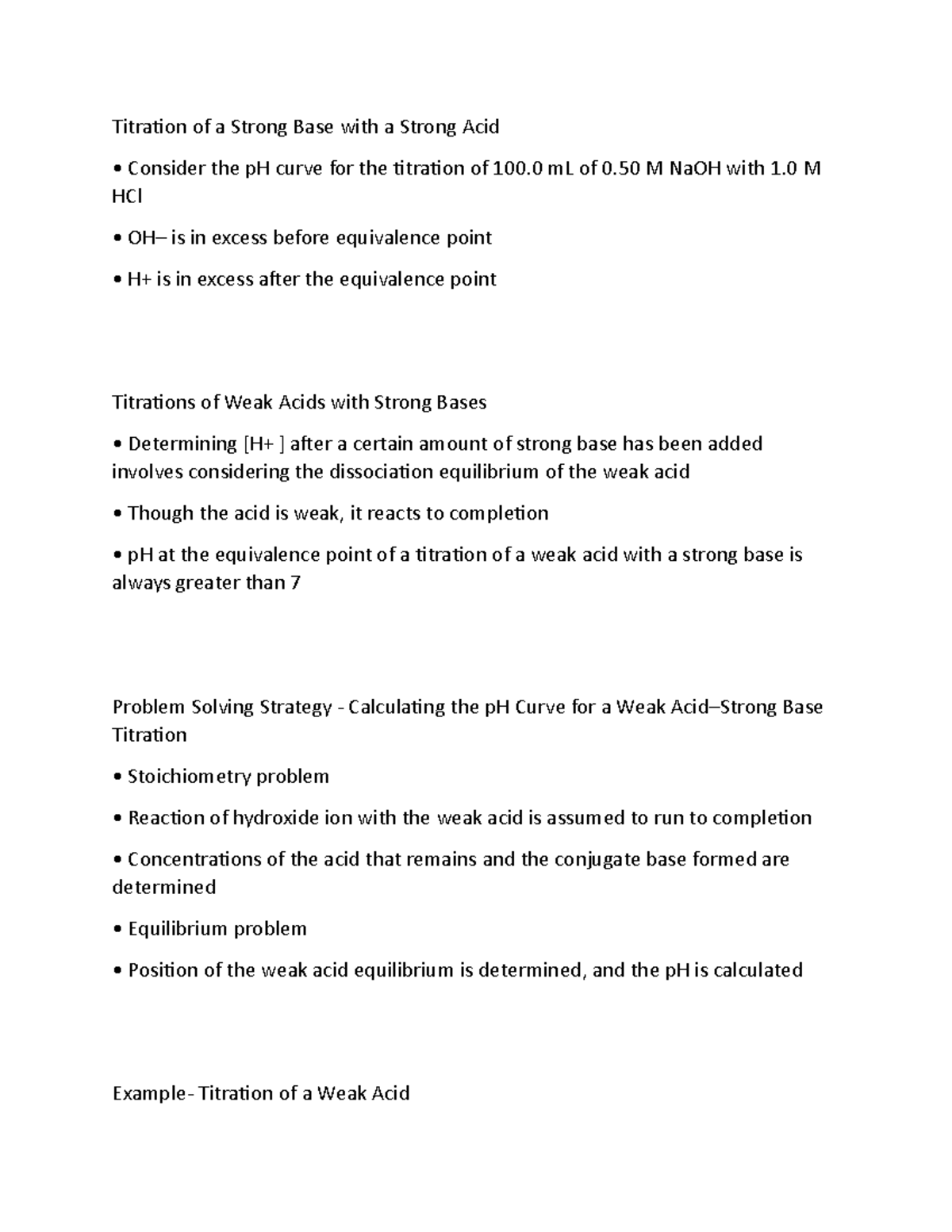 109 - Titration of a Strong Base with a Strong Acid - Titration of a ...