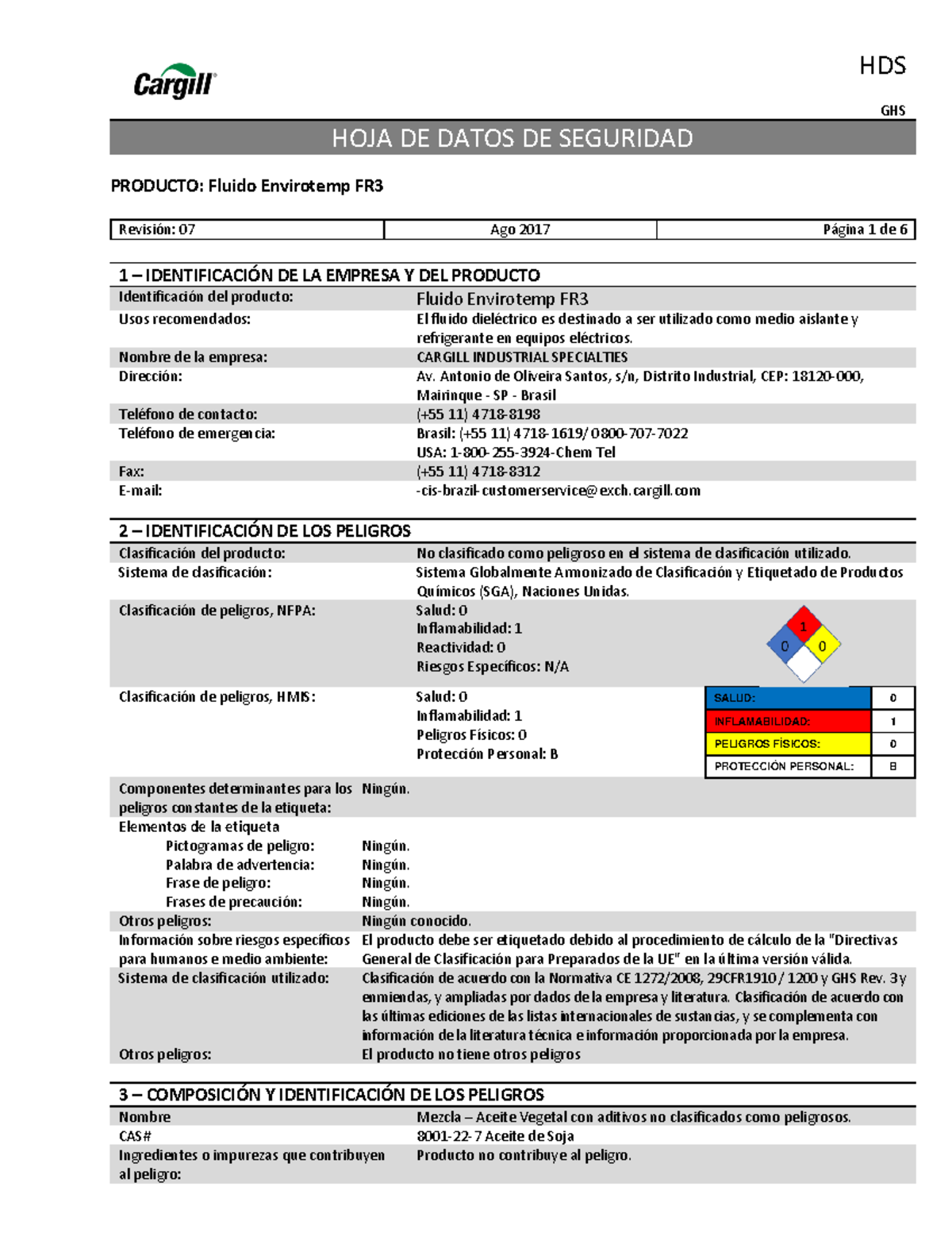 HOJA DE Seguridad 12630 - GHS HOJA DE DATOS DE SEGURIDAD PRODUCTO ...