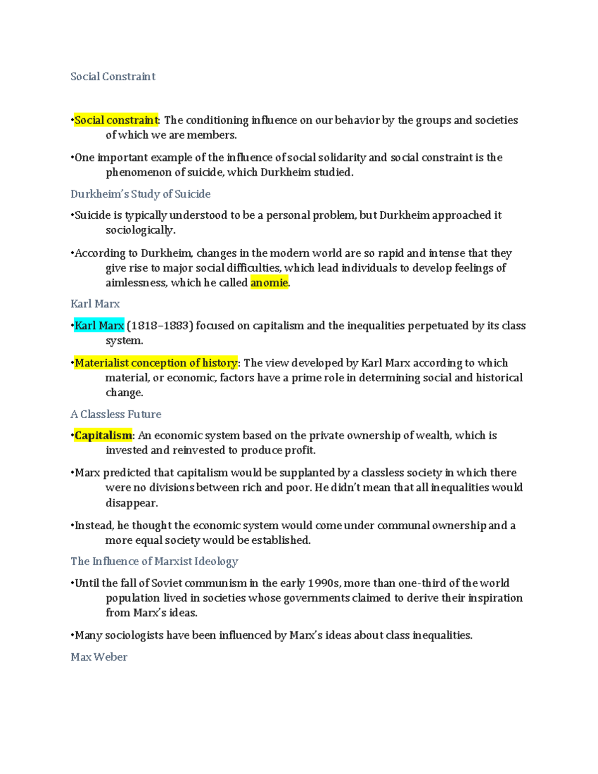 Soc 2 - soc notes - Social Constraint Social constraint: The ...